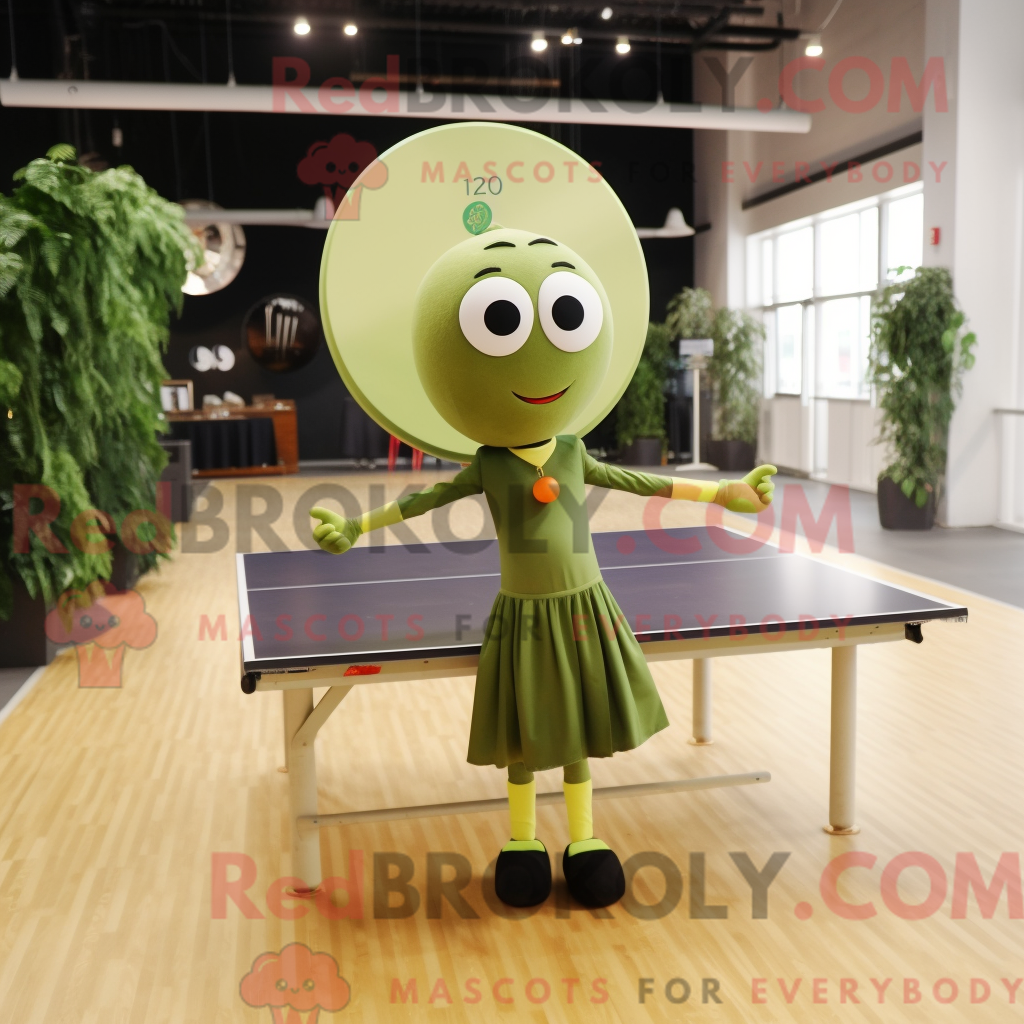 Olive Ping Pong Table REDBROKOLY mascot costume character dressed with ...