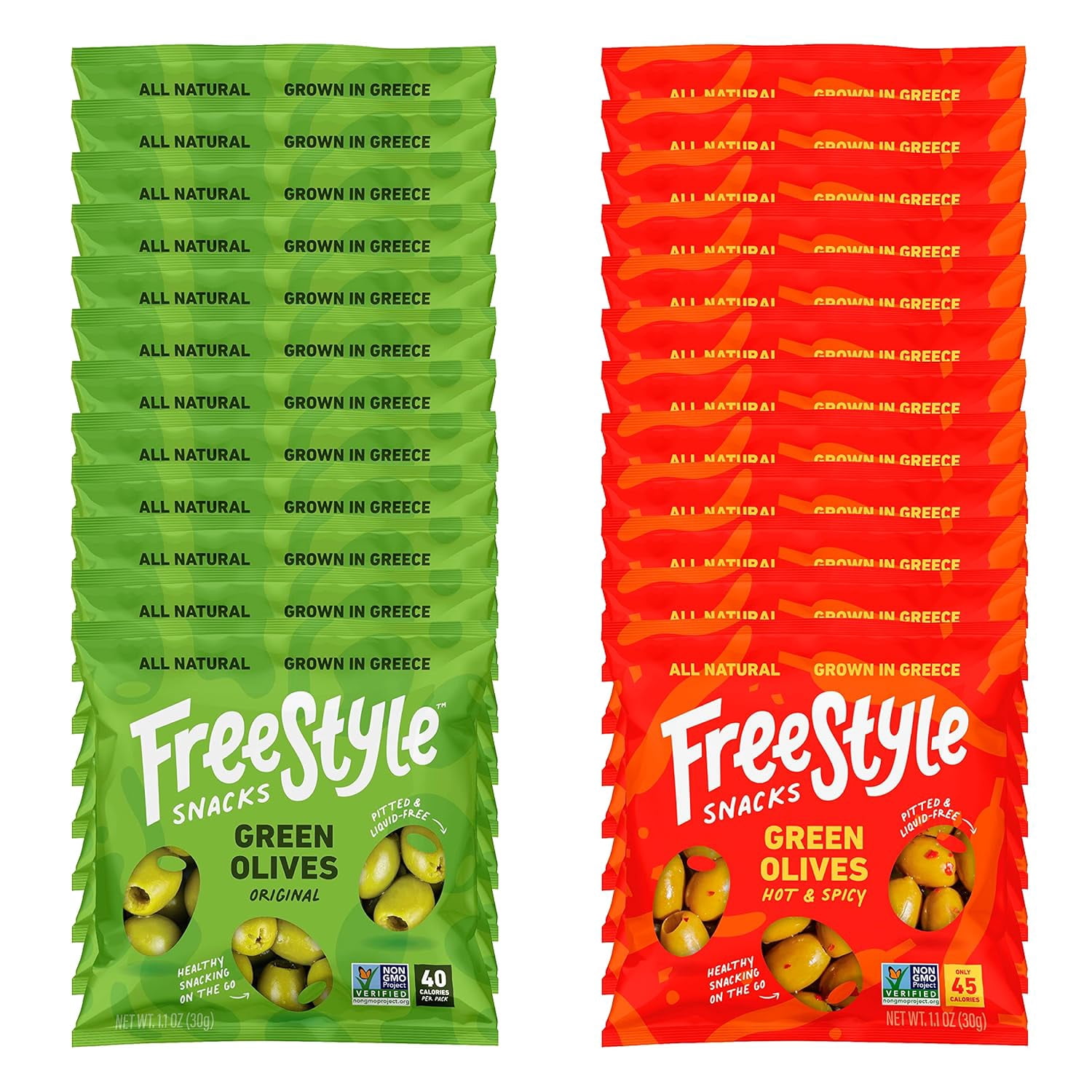 Olive Snack Packs - Single Serve - Fresh Pitted Green Olives, Jumbo ...