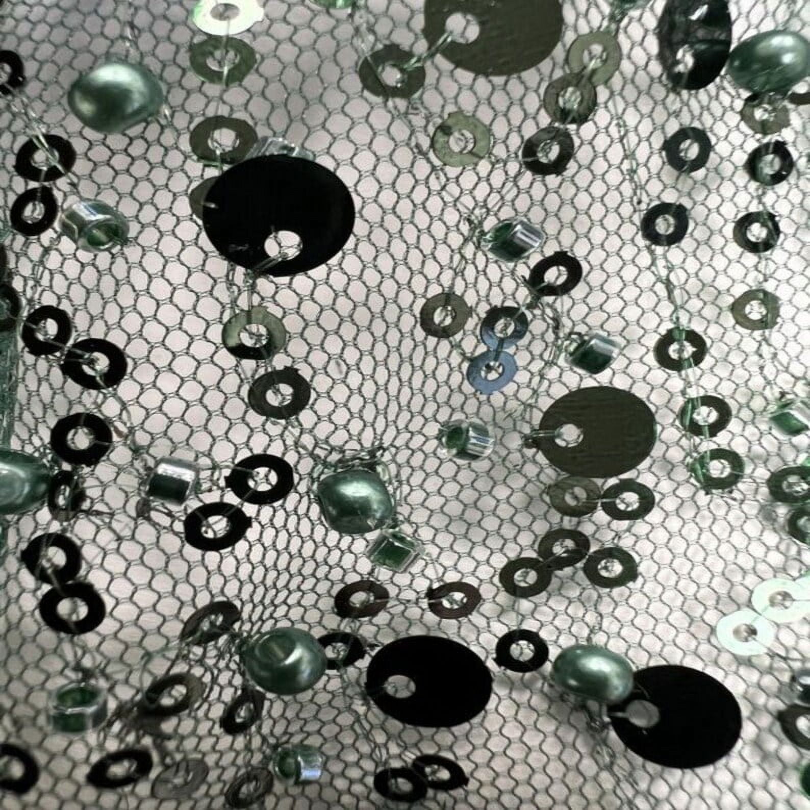 Olive Soft Tulle Mesh Fabric Heavily Embellished with Sequins, Beads ...