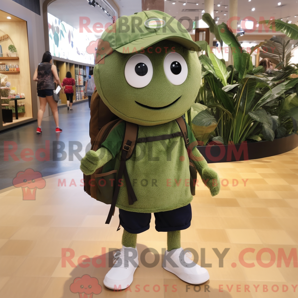 Olive Spinach REDBROKOLY mascot costume character dressed with a Cargo ...