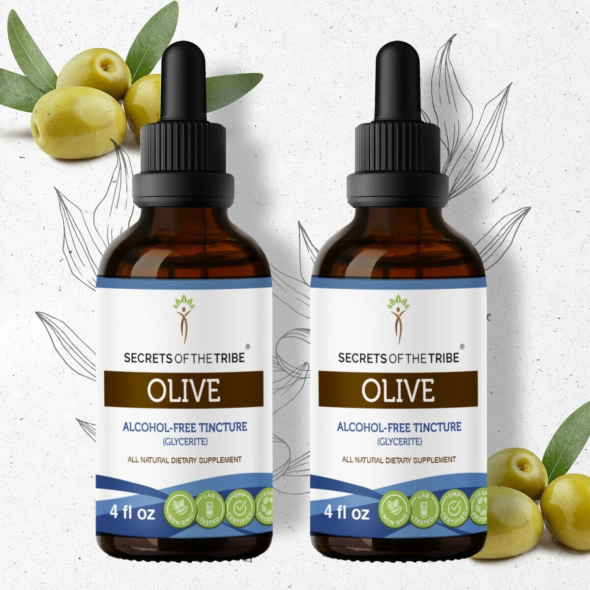 Secrets Of The Tribe Olive Tincture Dietary Supplement, Natural Herbal ...