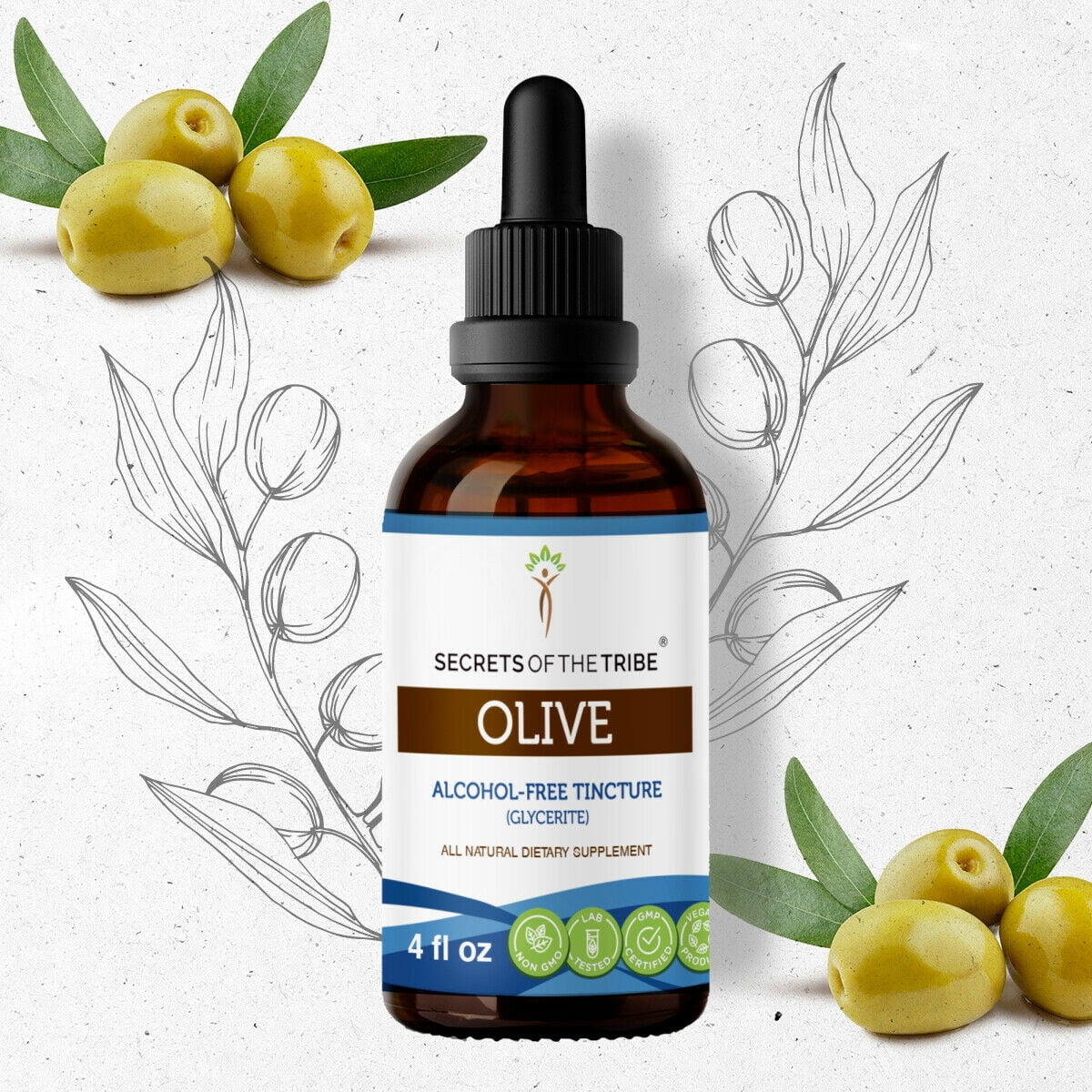 Olive Tincture Alcohol-FREE Extract, Olive Olea europaea Immune System ...