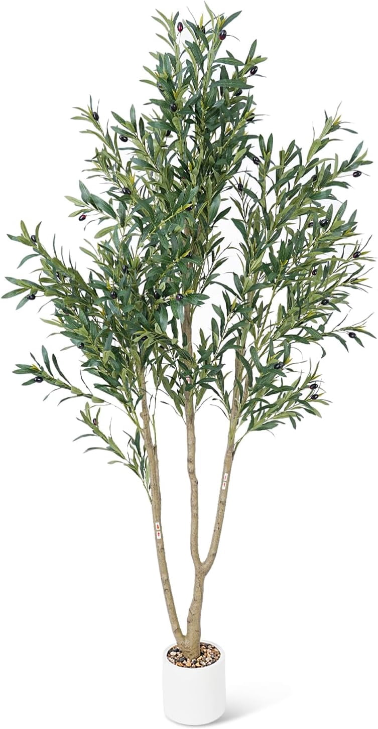 Olive Tree 8FT Tree Faux Indoor with Pot Artificial Tree Nearly Olive ...