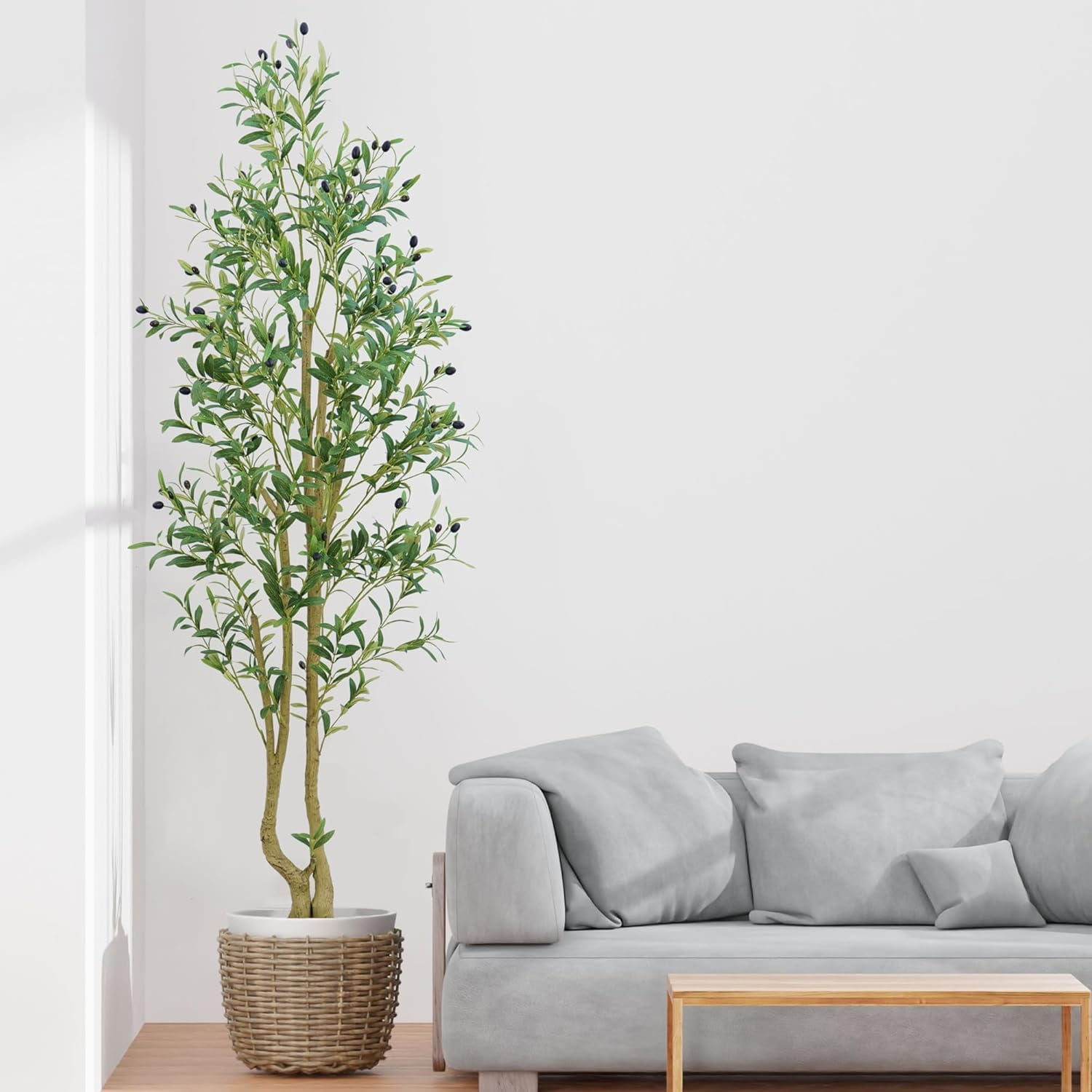 Olive Tree Artificial Indoor, 6ft, Green, Bendable Branches, Realistic ...