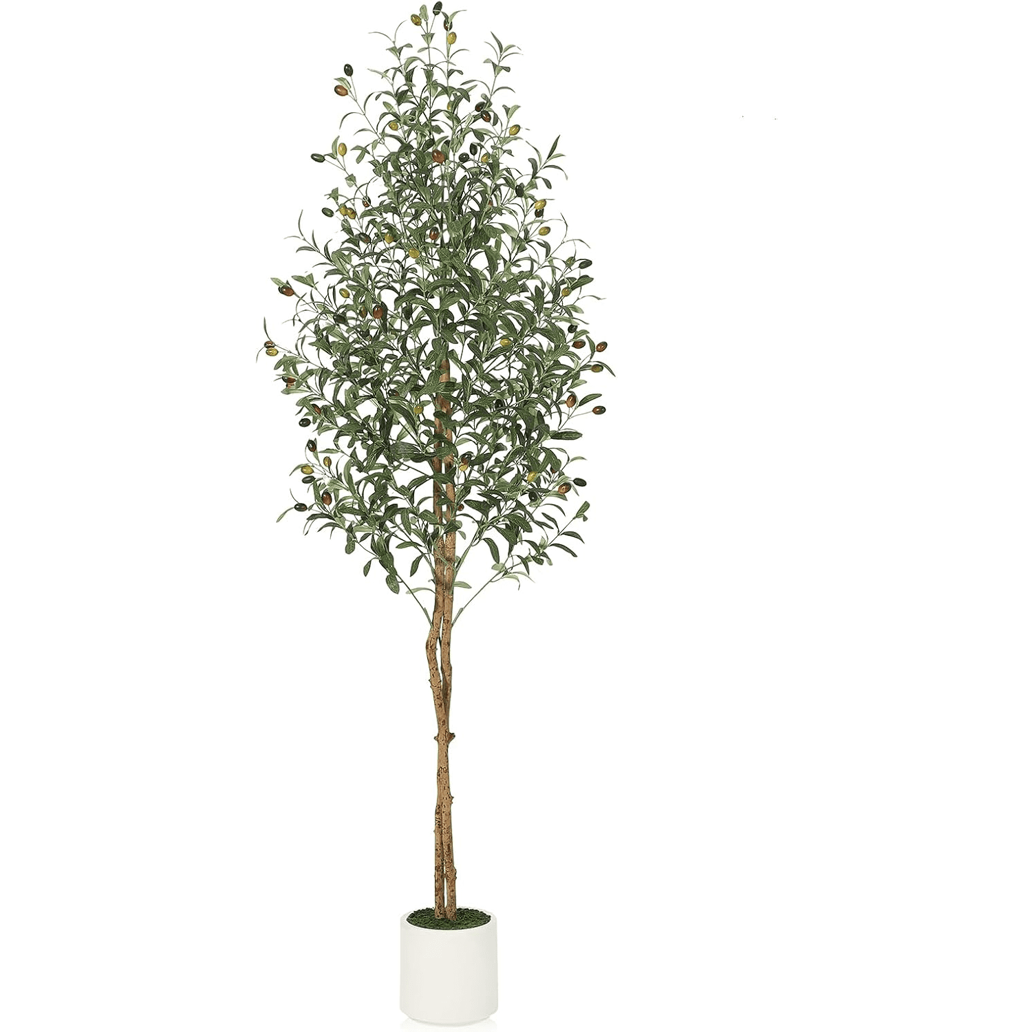 Olive Tree Artificial Indoor Fake Trees with White Planter Faux Silk ...