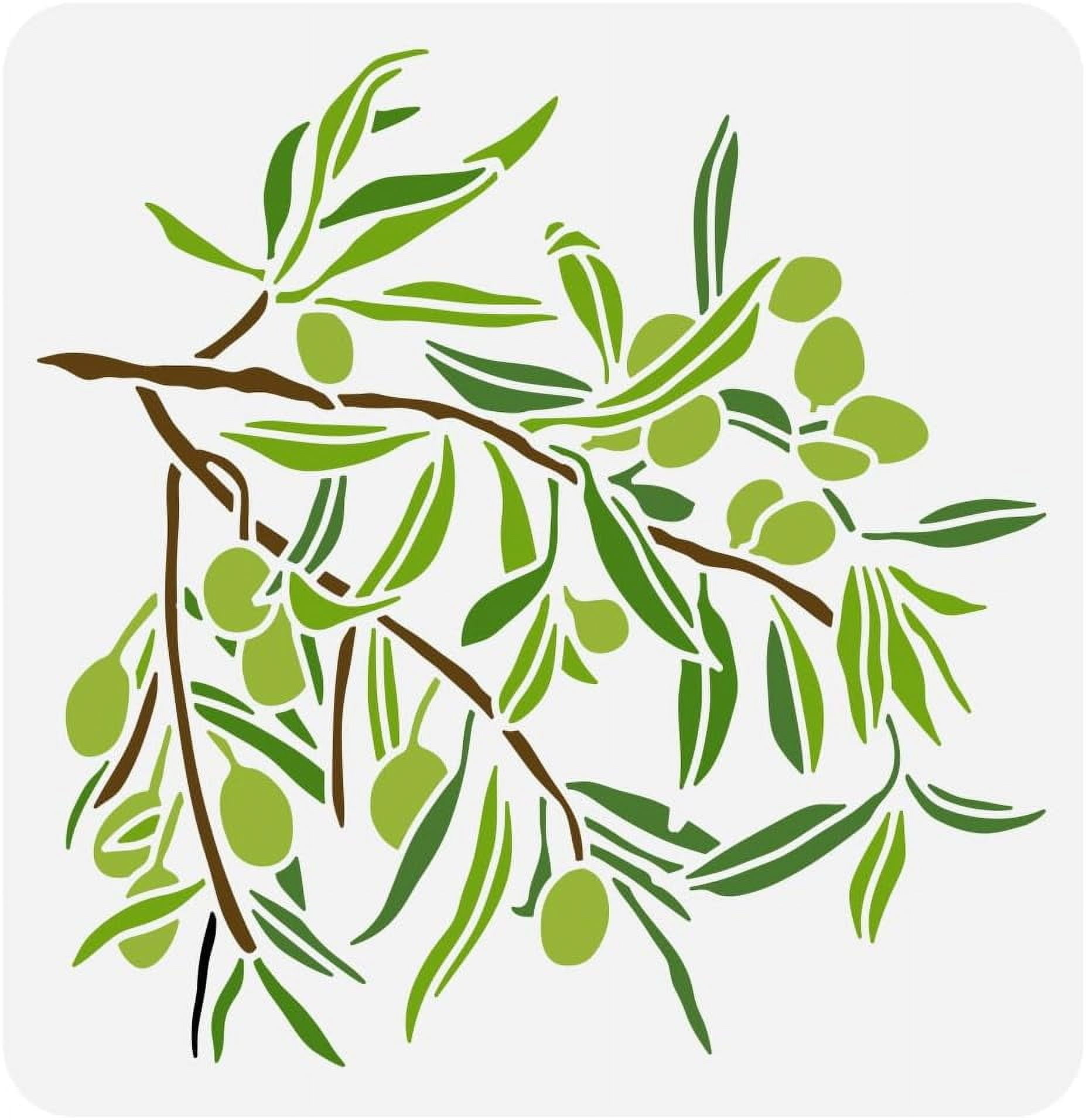 Olive Tree Branch Stencil for Painting 11.8x11.8 inch Reusable Olive Tree Pattern Drawing ...