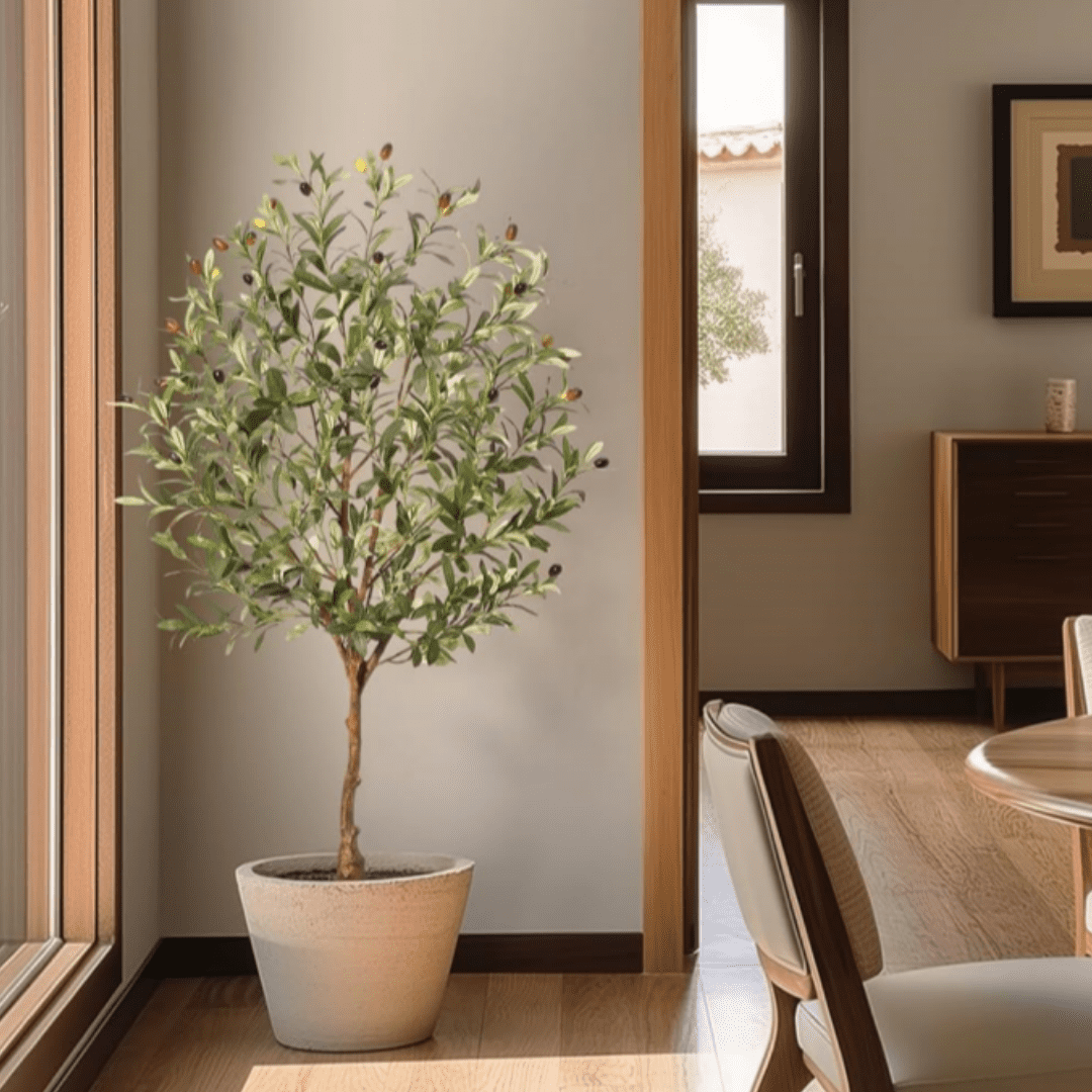 Olive Trees Artificial Indoor, 4FT Tall Olive Tree Plants, Faux Olive ...
