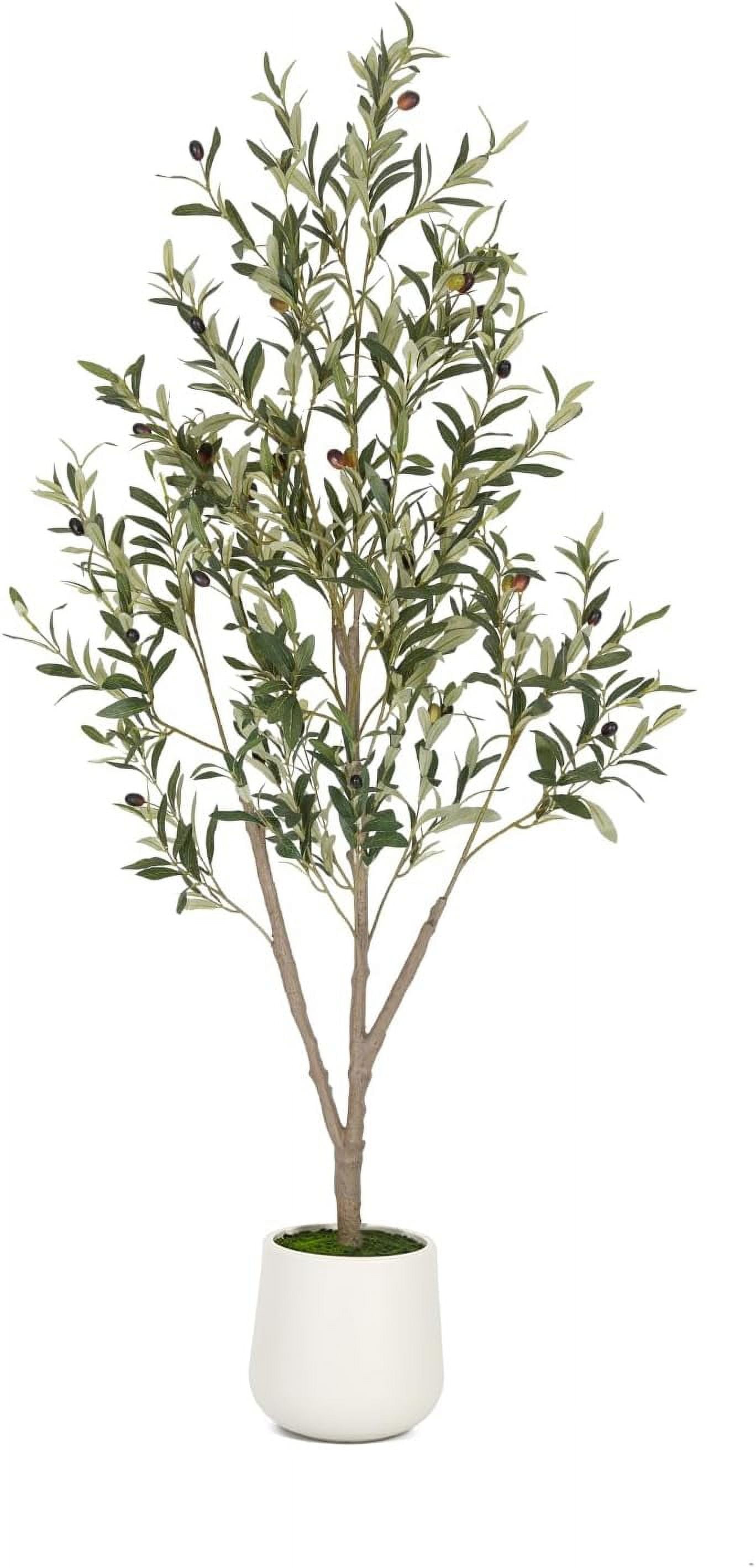Olive Trees Artificial Indoor, 5FT Tall Faux Olive Tree with White Tall ...