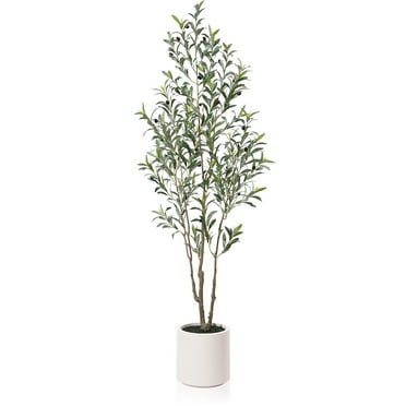 6ft Olive Tree, Artificial Olive Plants Indoor, Faux Potted Tree, Fake ...