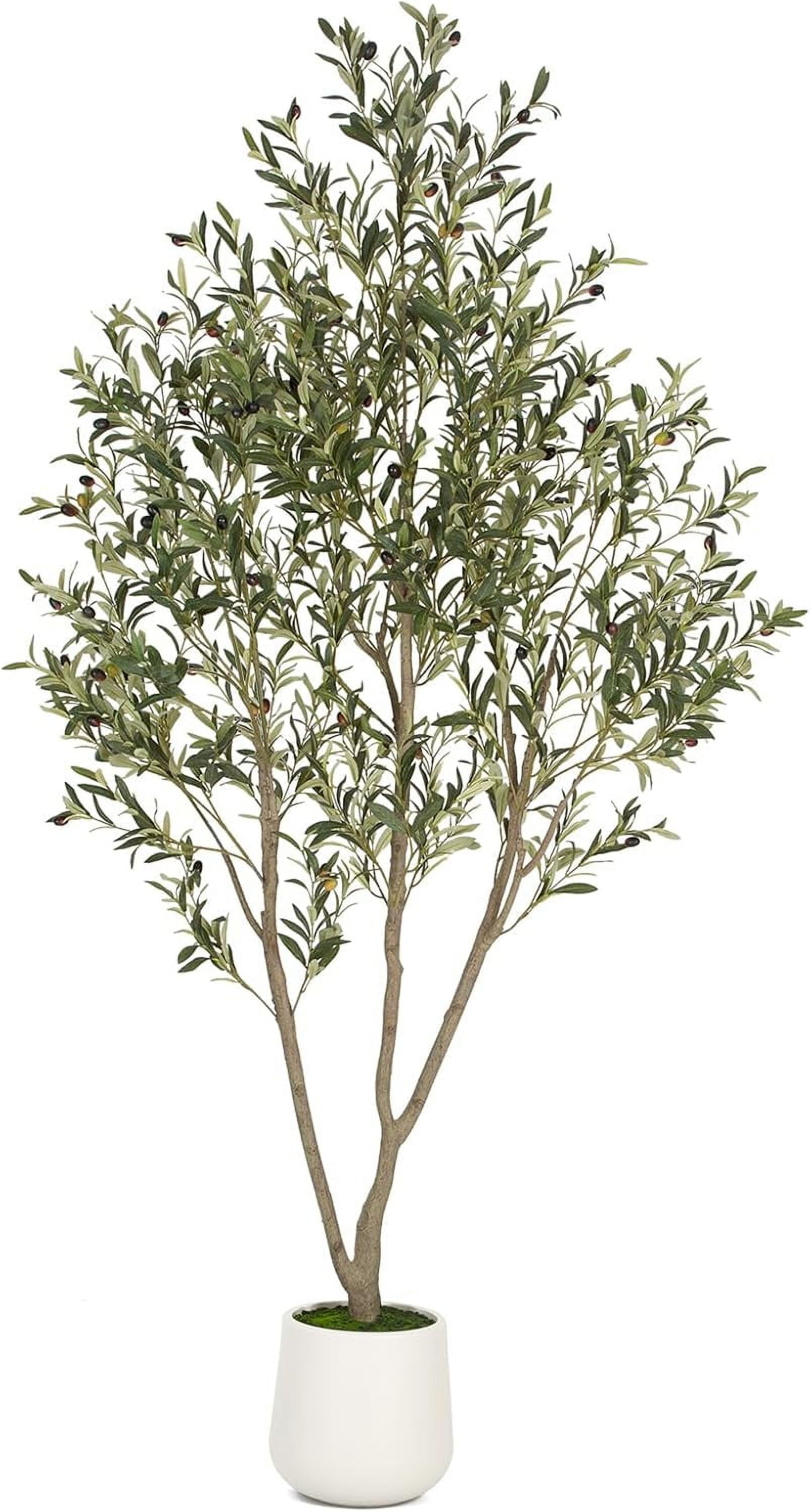 Olive Trees Artificial Indoor, 7FT Tall Faux Olive Tree with White Tall ...