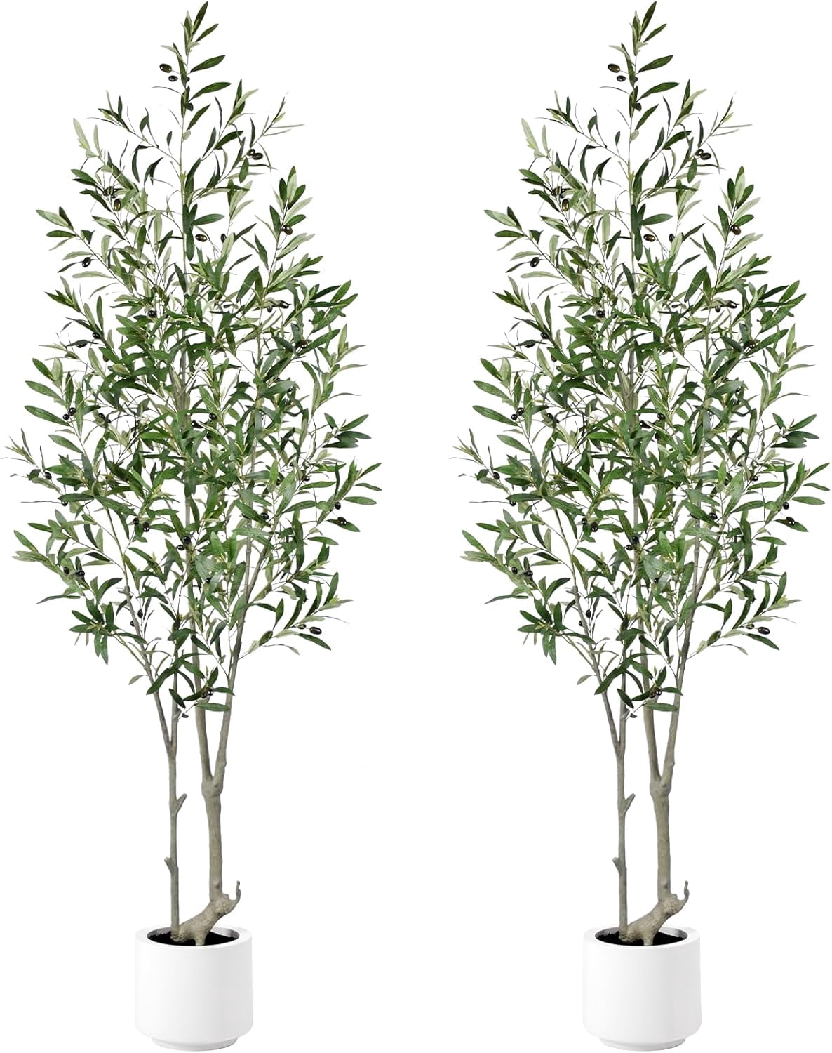 Olive Trees Artificial Indoor, 7FT Tall Faux Olive Tree with White Tall ...