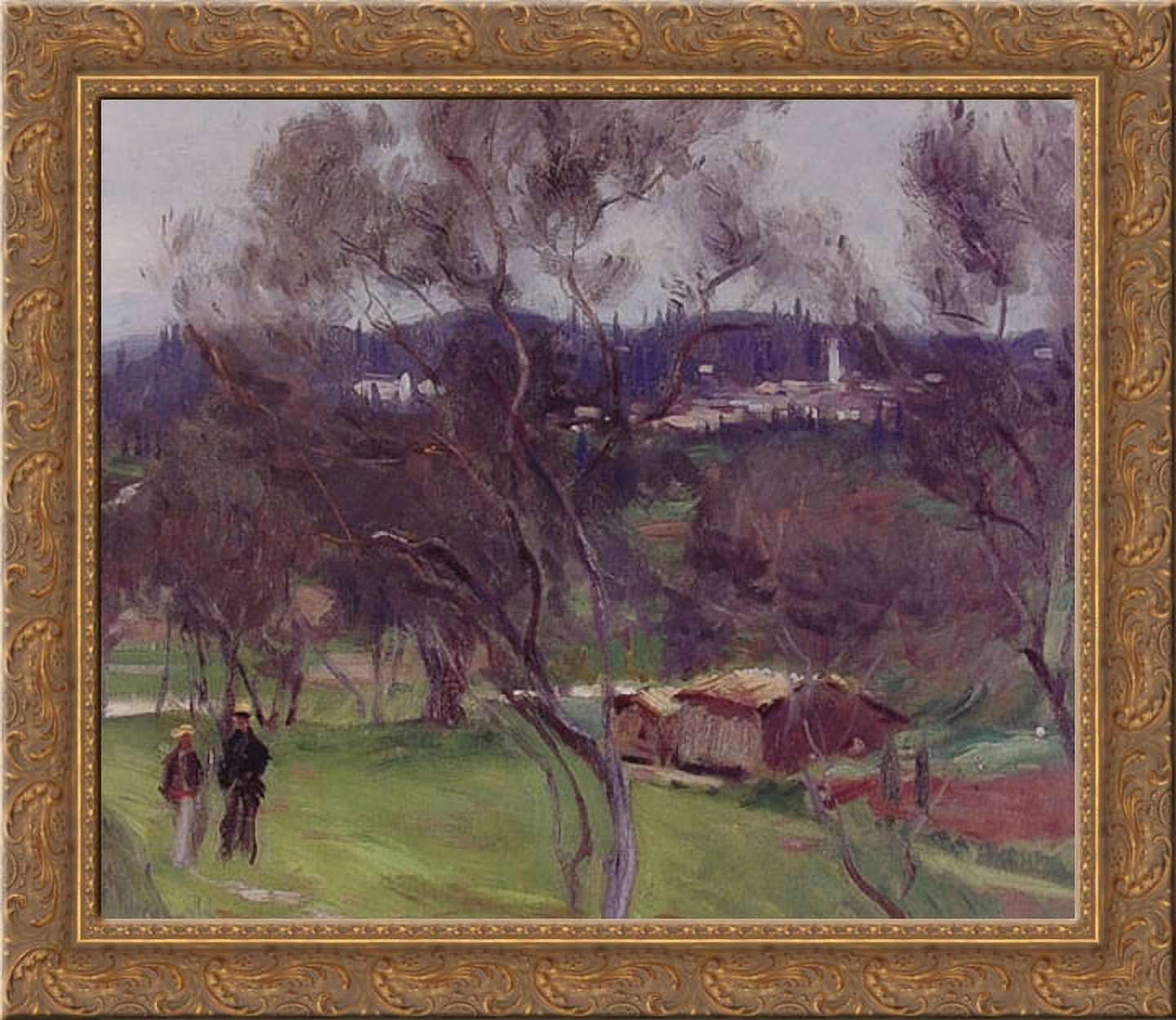 Olive Trees, Corfu 22x20 Gold Ornate Wood Framed Canvas Art by Sargent ...