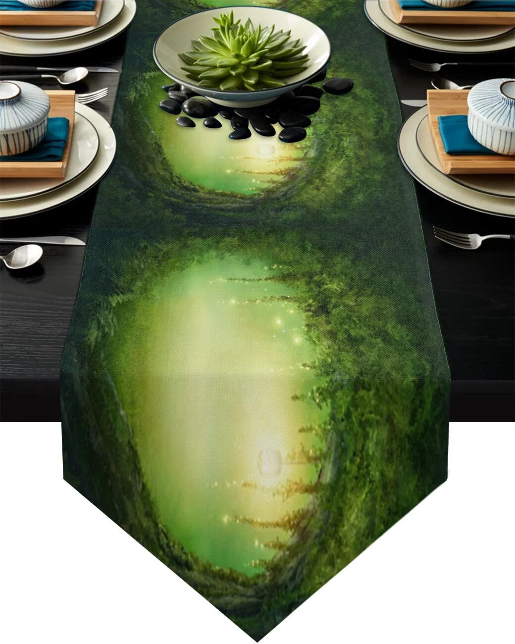 Olive Trees Green Forest Table Runner Party Wedding Champagne ...