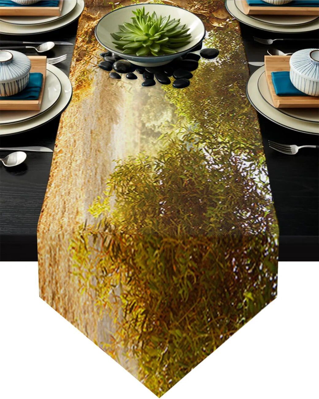 Olive Trees Green Forest Table Runner Party Wedding Champagne ...