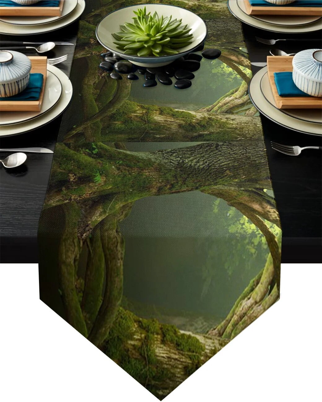 Olive Trees Green Forest Table Runner Party Wedding Champagne ...