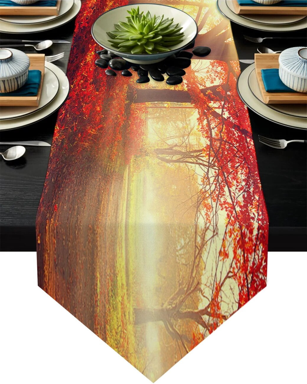 Olive Trees Green Forest Table Runner Party Wedding Champagne ...