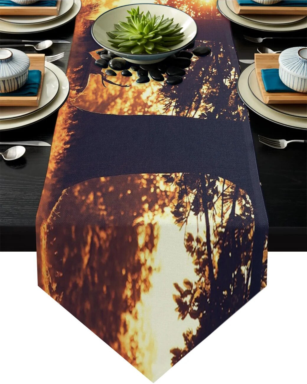 Olive Trees Green Forest Table Runner Party Wedding Champagne ...