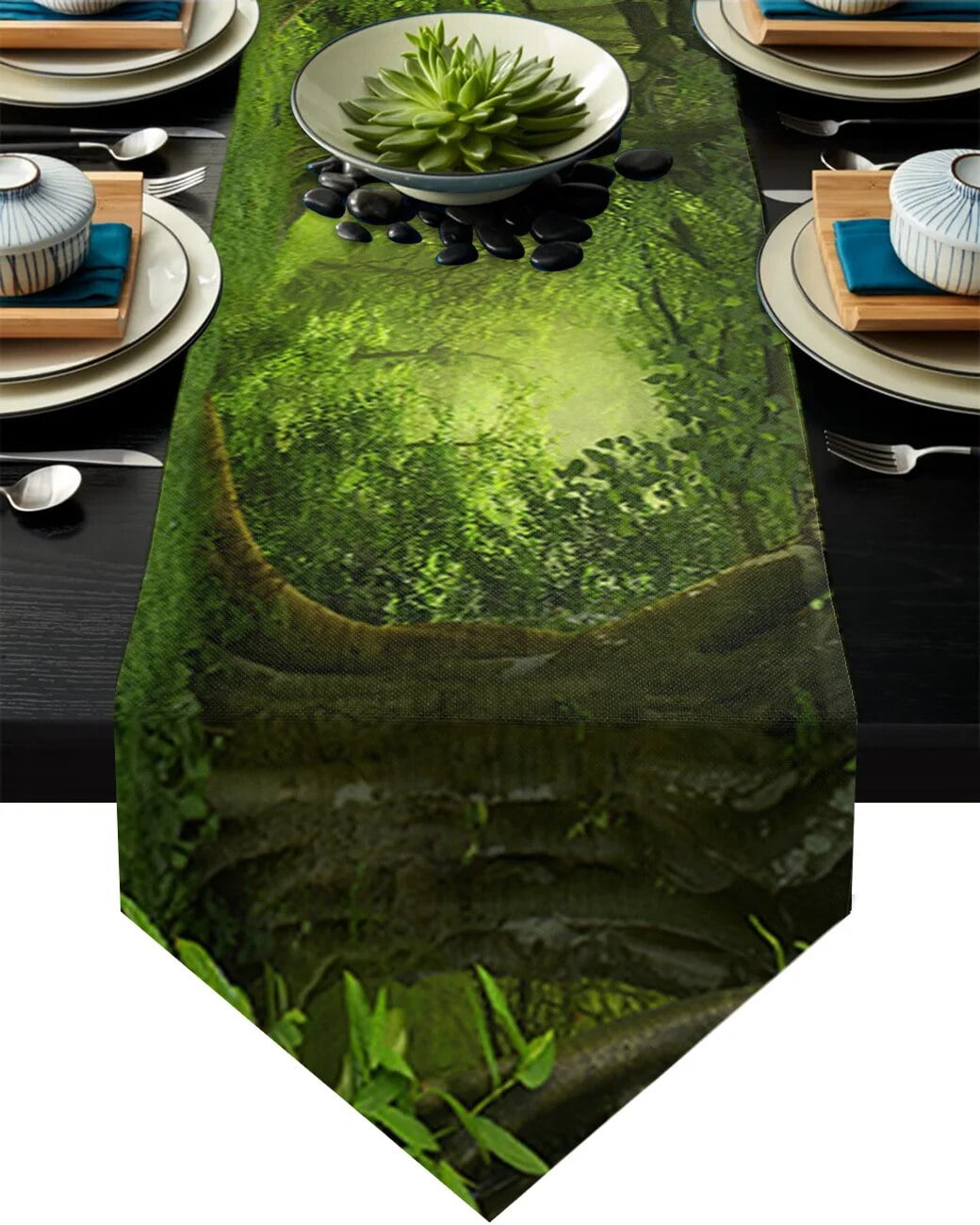 Olive Trees Green Forest Table Runner Party Wedding Champagne ...