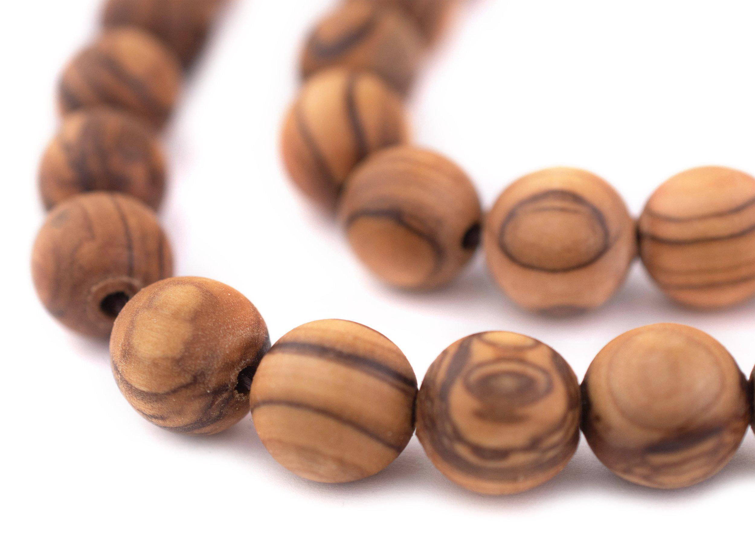 The Bead Chest Olive Wood Beads - Full Strand of Round Christian Rosary ...