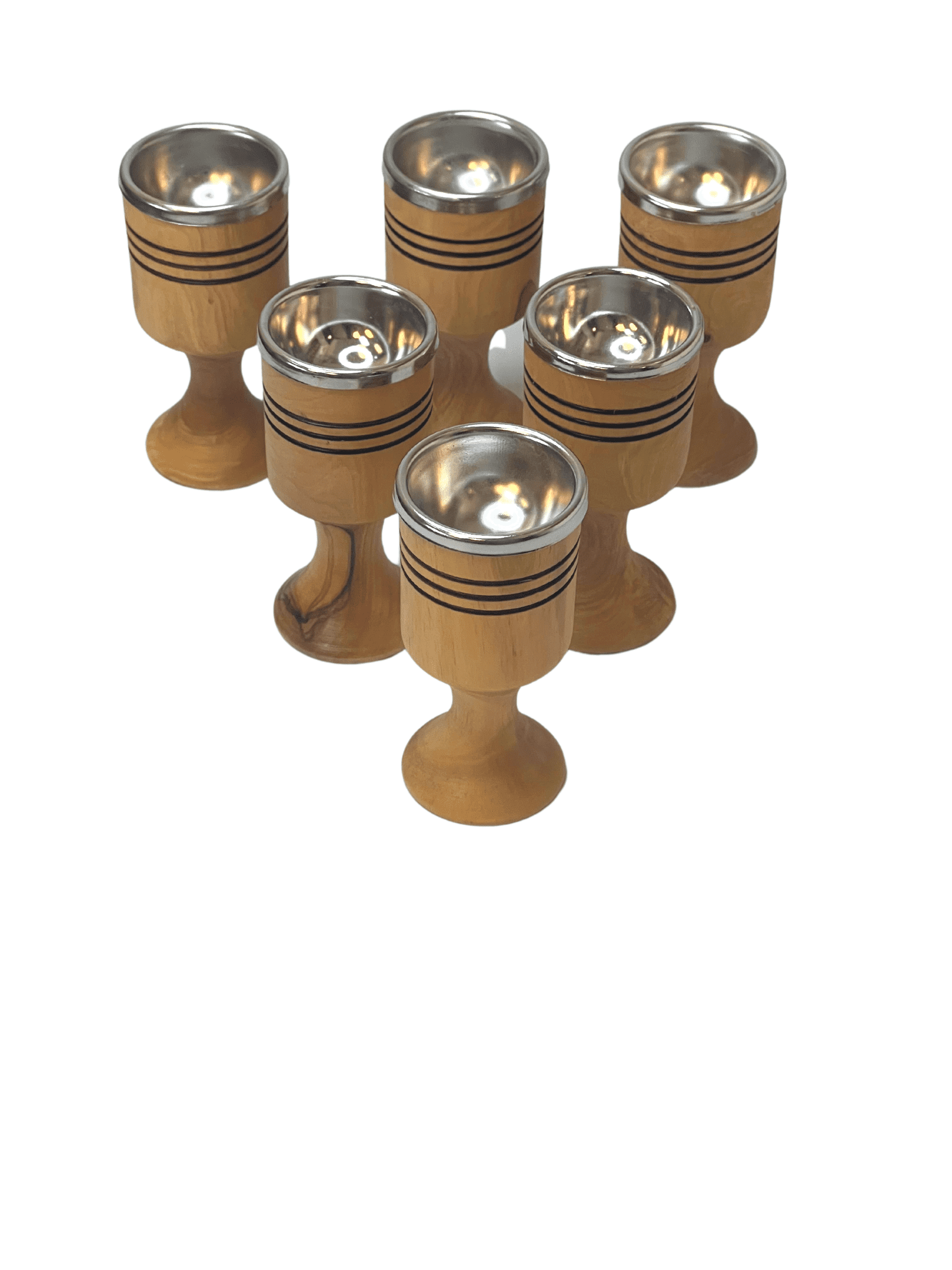 3 Arches USA Olive Wood Communion Cups with Stainless Steel Insert, 3.6 ...