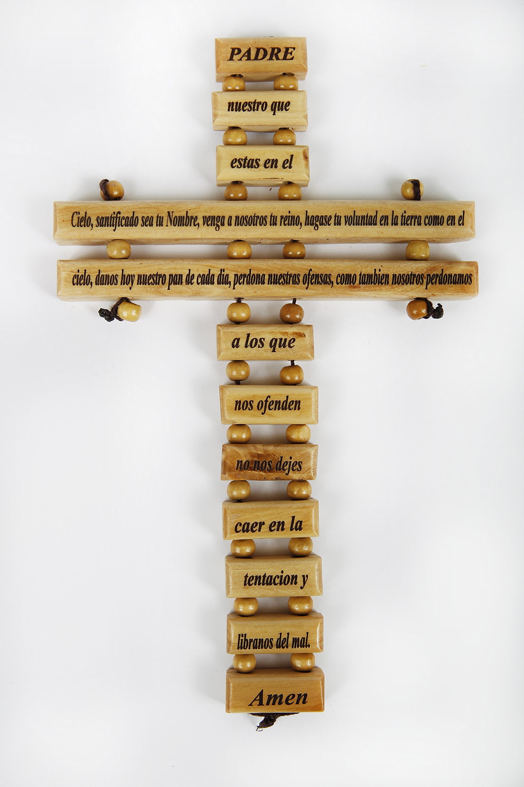 Olive Wood Crucifix / Wall Cross adorned with the "Our Father Prayer ...