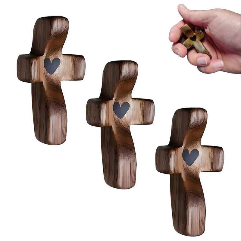 Olive Wood Fidget Cross - Christian Prayer Cross Anxiety Relief Gift ...