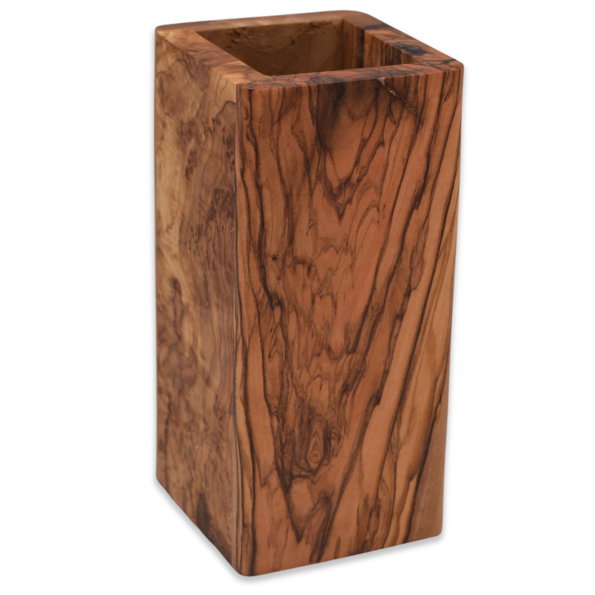 - Olive Wood Kitchen Utensil Holder For Countertop | Large Cooking ...