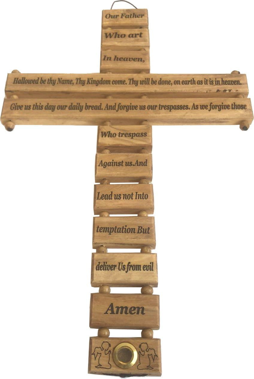 Olive Wood Lord's Prayer Cross (18") by Caring Cross - Walmart.com