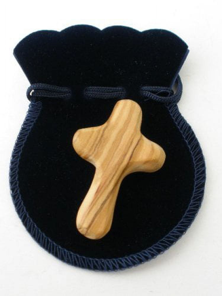 Olive Wood Pocket Cross with Velvet sachet - Walmart.com