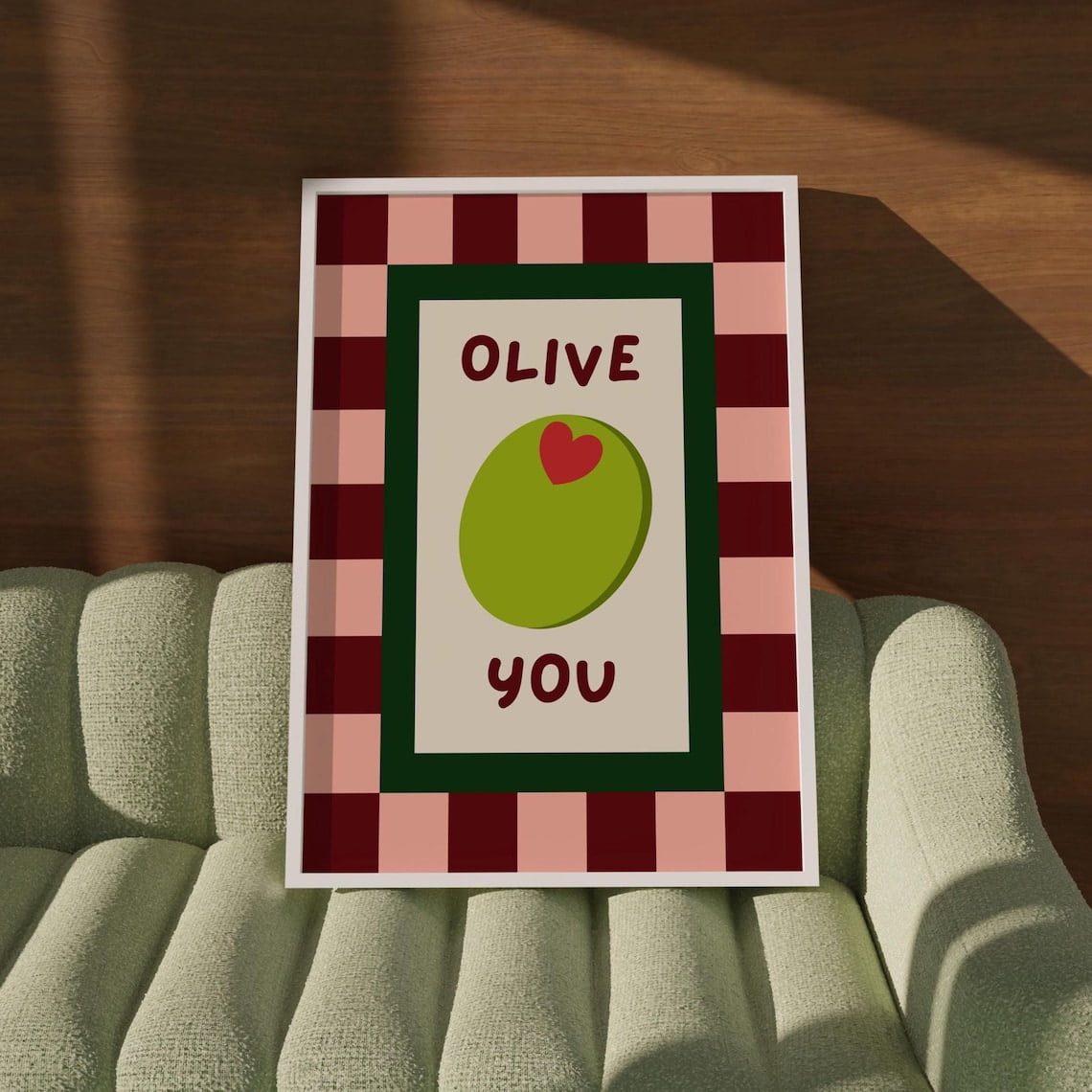 Olive You Print: Loving Quote Trendy Kitchen Wall Art Printable ...