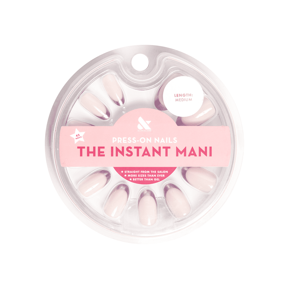 Olive and June Instant Mani Oval Medium Press-on Nails, Metallic French ...