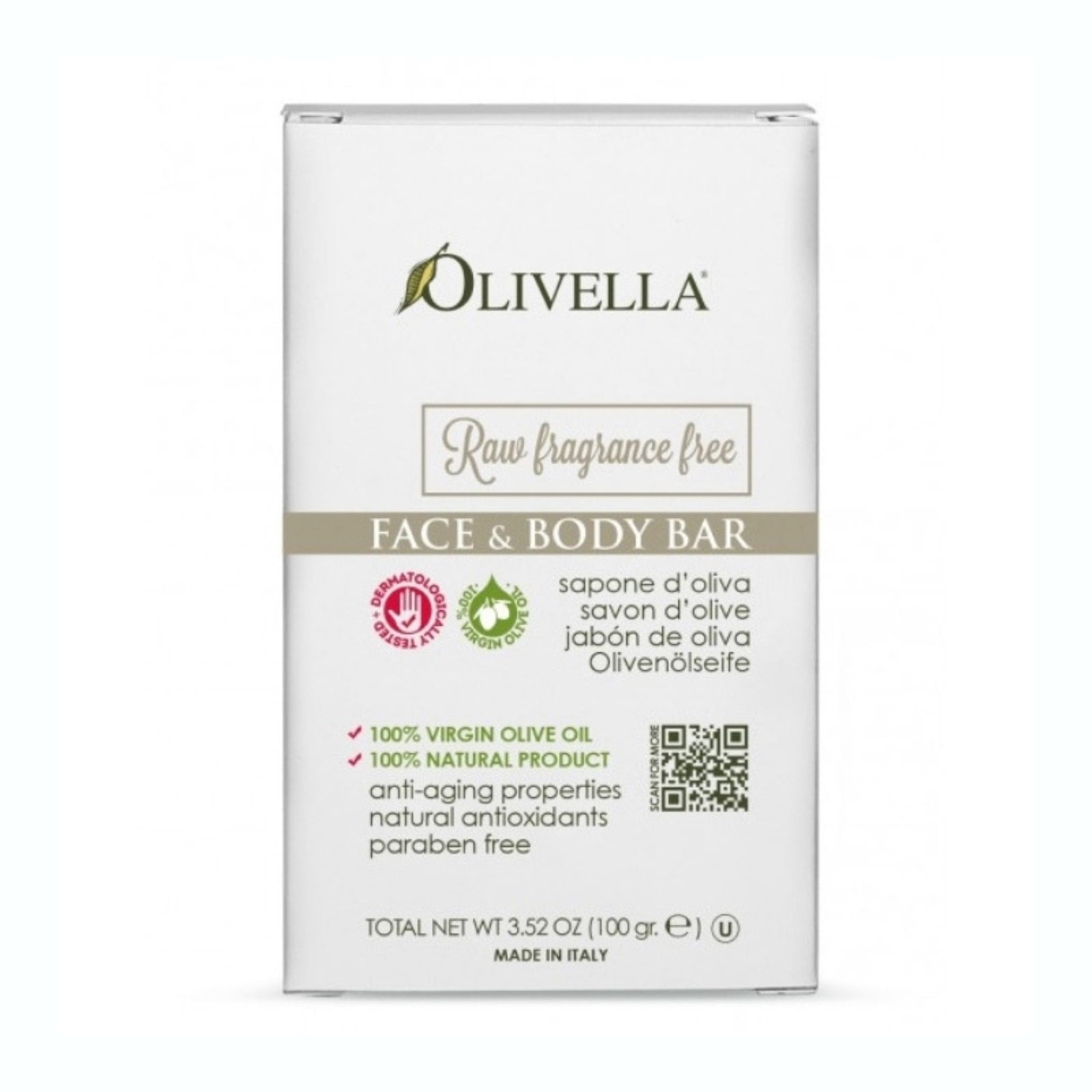 Olivella All Natural 100% Virgin Olive Oil Face & Body Soap, Fragrance ...