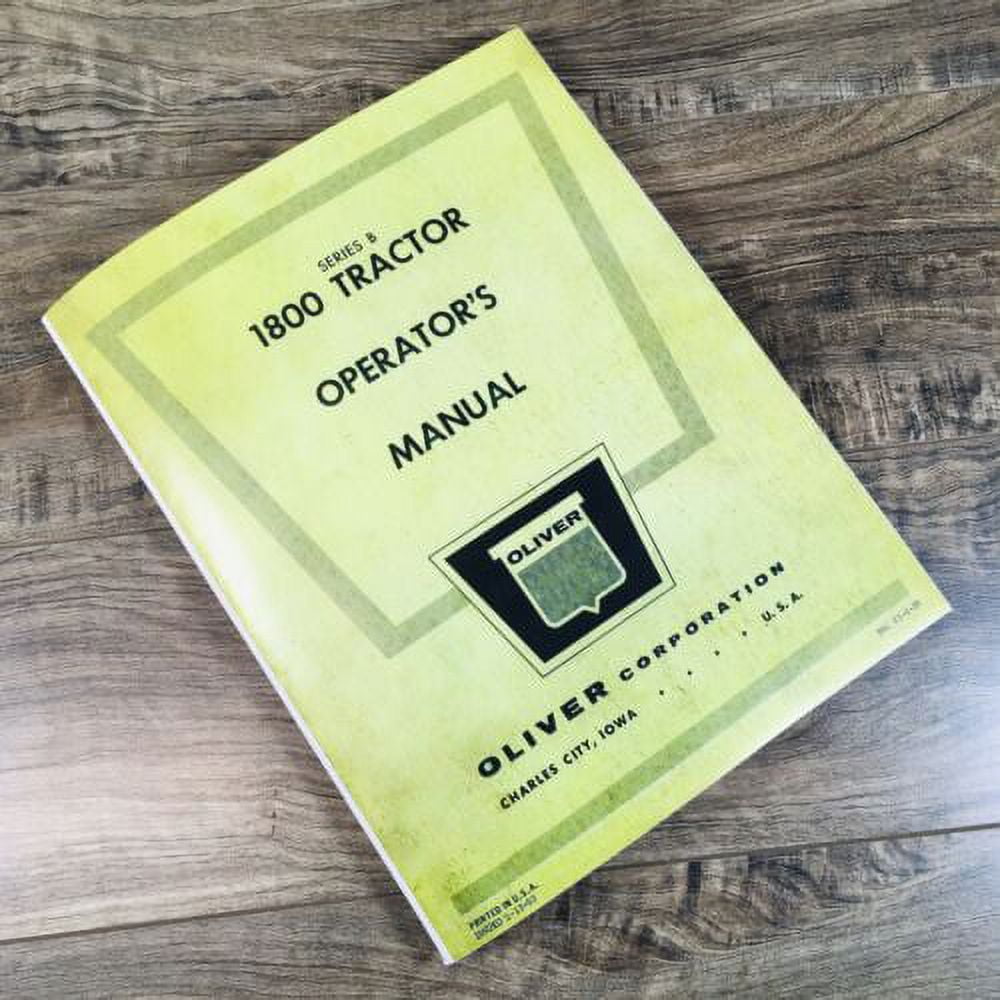 Oliver 1800 Series B 1800B Tractor Operators Manual Owners Book ...