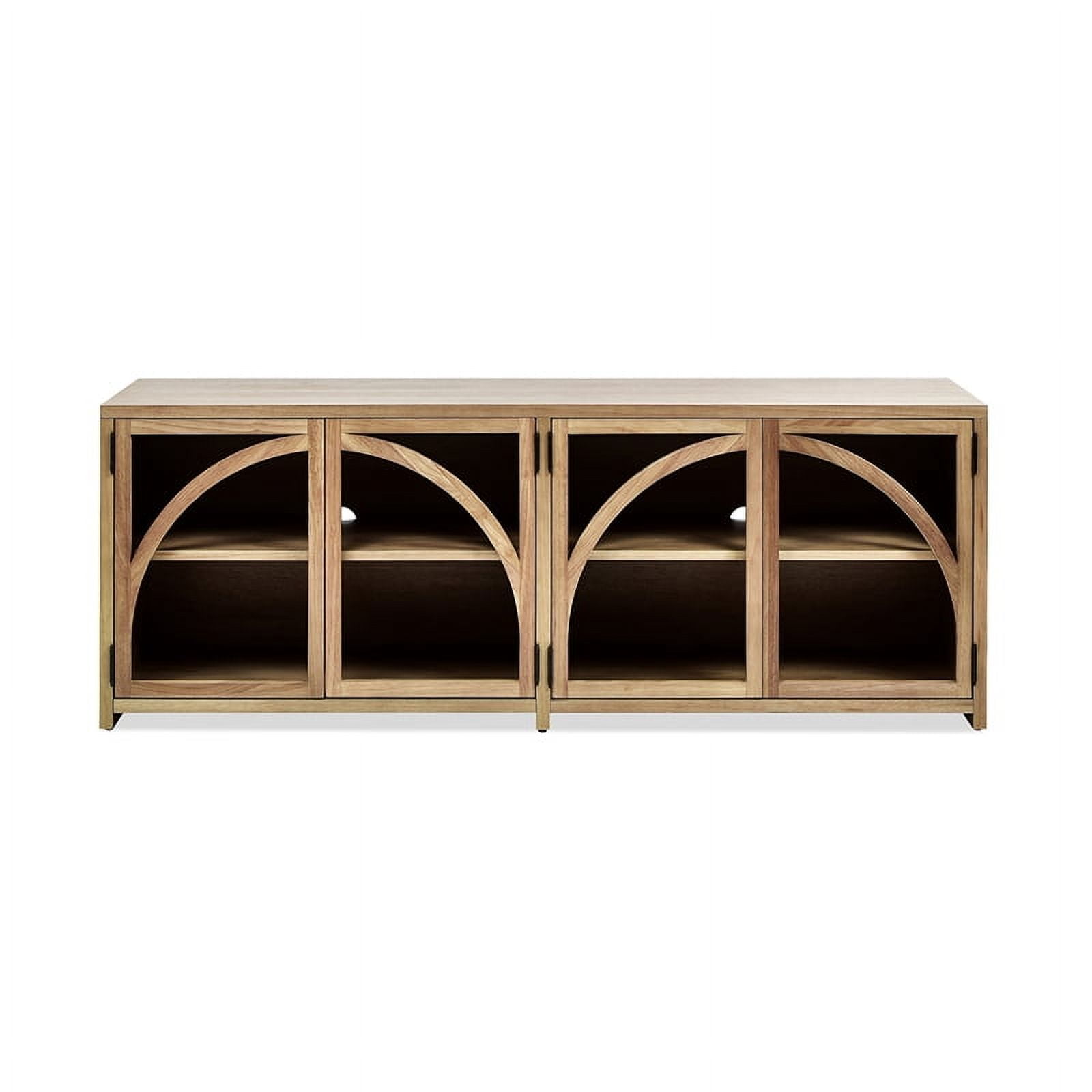 Oliver 65" Arched Front Open Shelf TV Stand Media Cabinet Natural Brown ...
