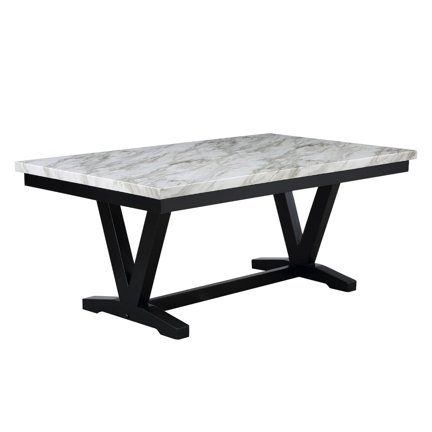 Benjara Oliver 72 Inch Dining Table With Faux Carrara Marble Top, White ...