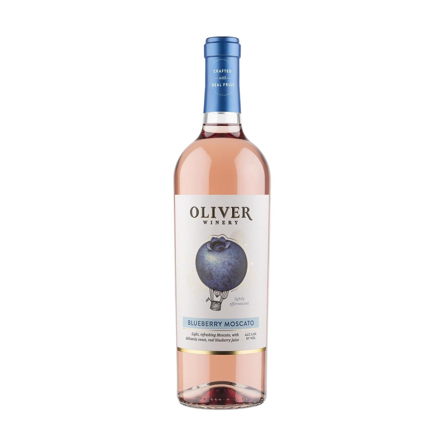 Oliver Blueberry Moscato Wine, Indiana, 6.8% ABV, 750ml Glass Bottle ...
