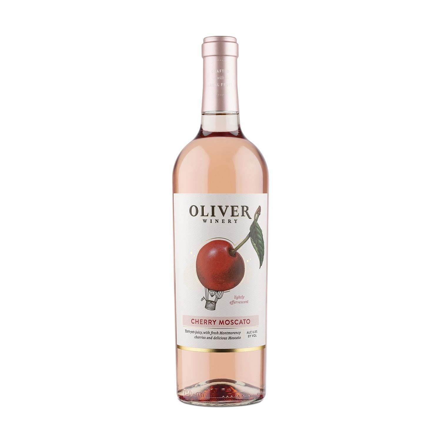 Oliver Cherry Moscato Wine, Indiana, 6.8% ABV, 750ml Glass Bottle ...