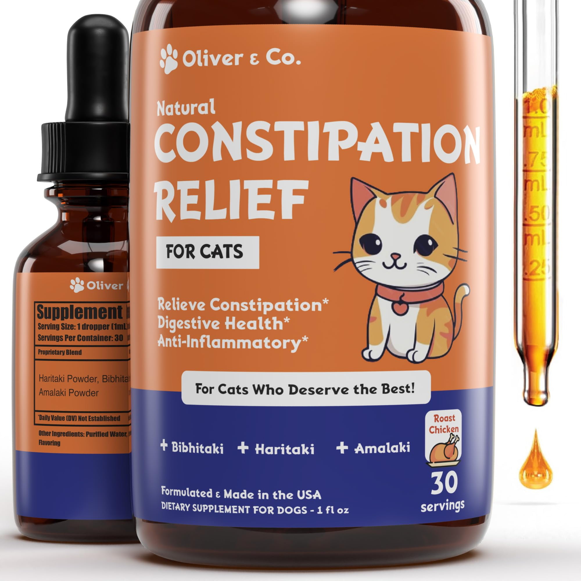 Oliver & Co. Cat Constipation Relief - Cat Laxative - Cat Constipation ...