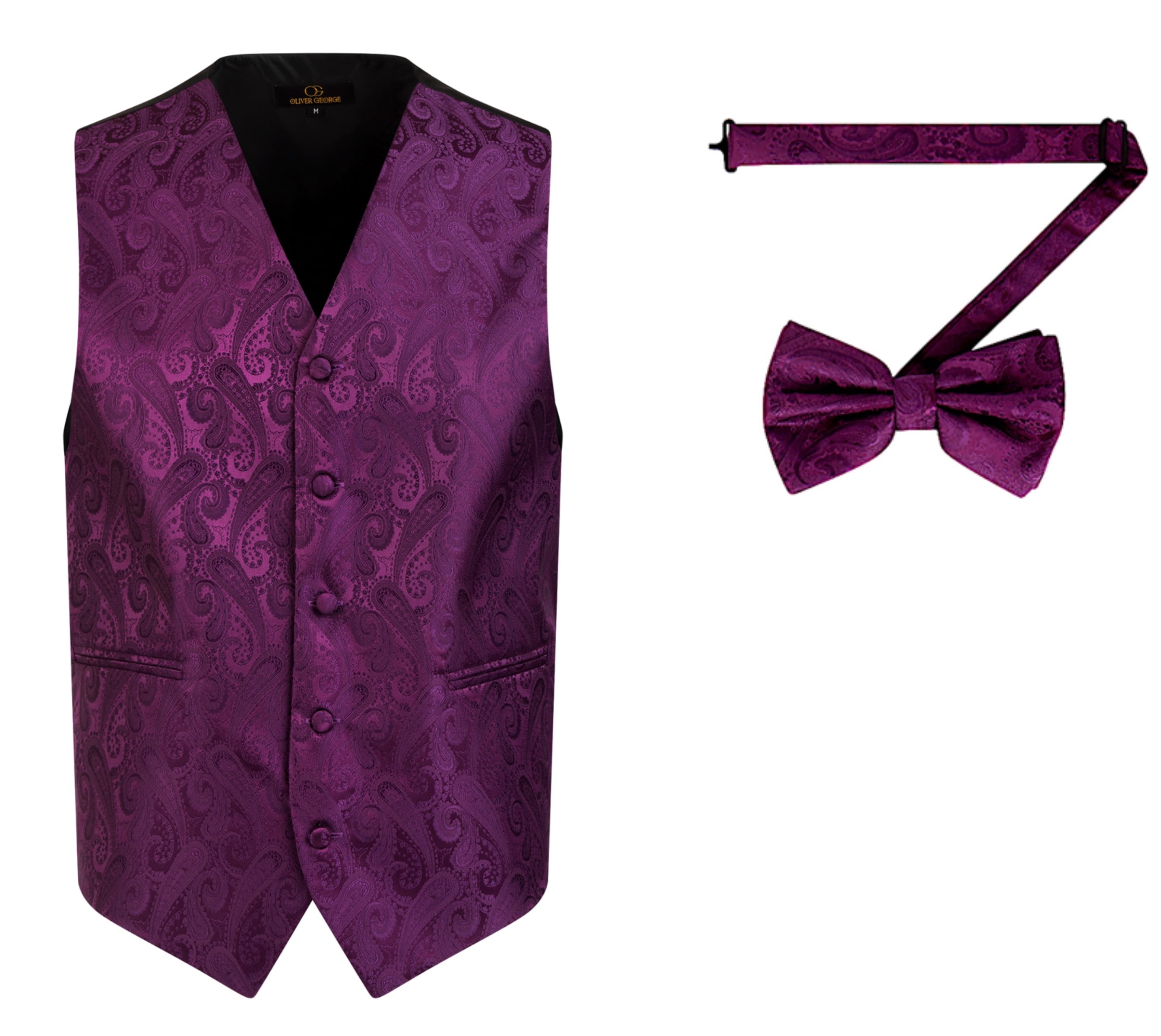 Oliver George 2pc Men's Paisley Formal Suit Vest Waistcoat Tuxedo Dress ...