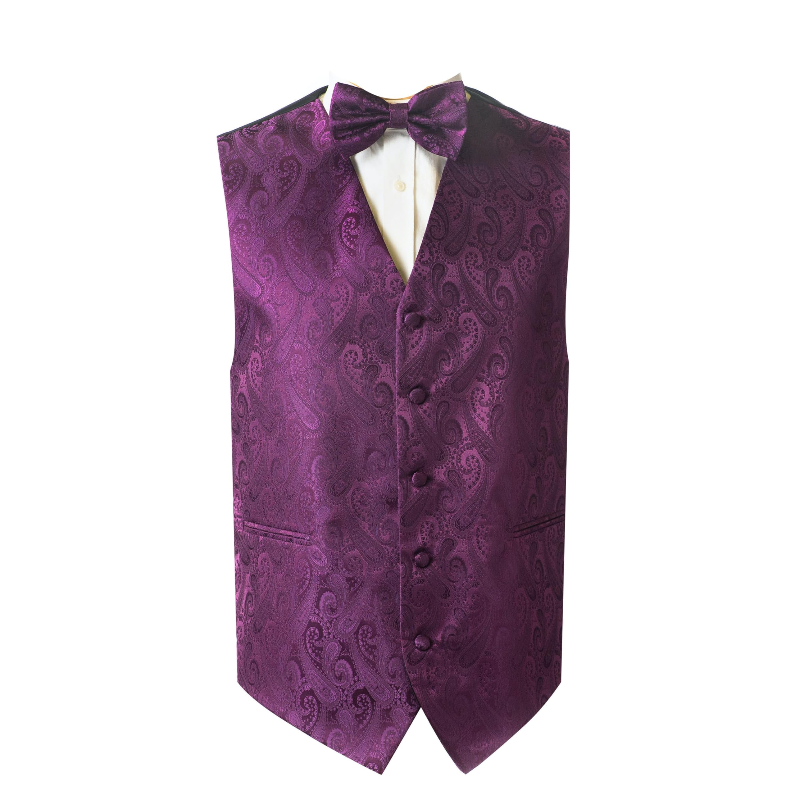 Oliver George Men's Paisley Formal Waistcoat Tuxedo Dress Vest Bow Tie ...