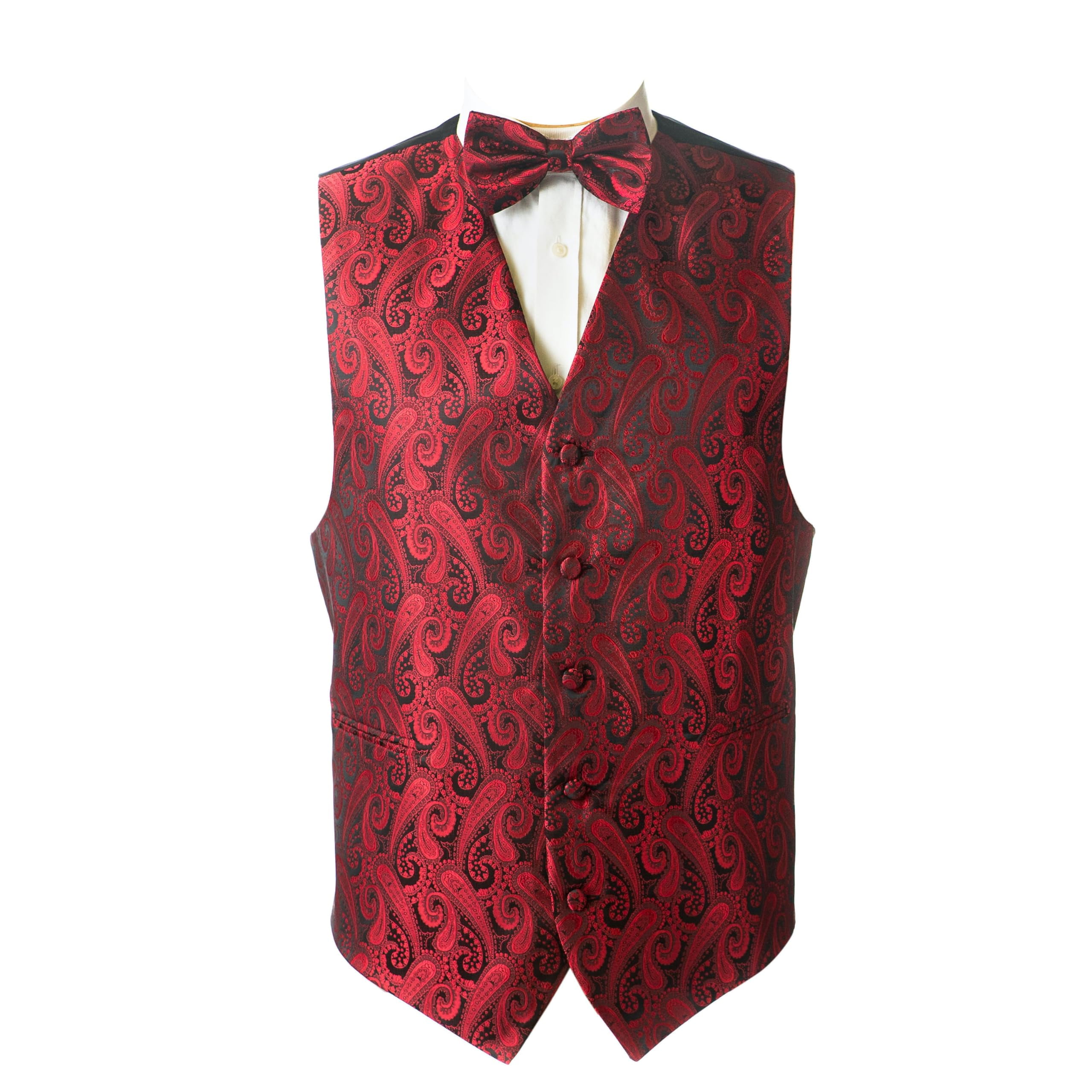 Oliver George Men's Paisley Formal Waistcoat Tuxedo Dress Vest Bow Tie ...