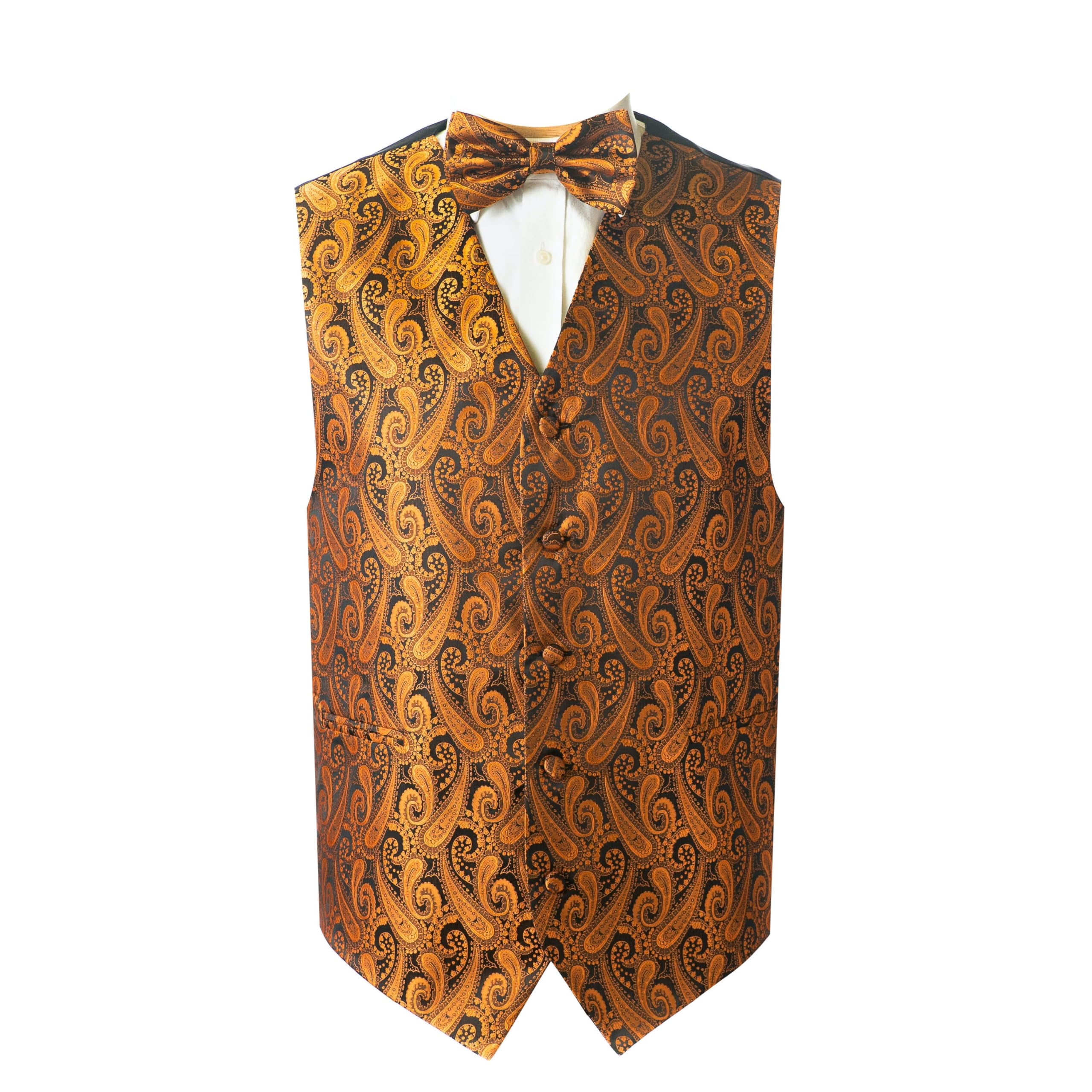 Oliver George Men's Paisley Formal Waistcoat Tuxedo Dress Vest Bow Tie ...