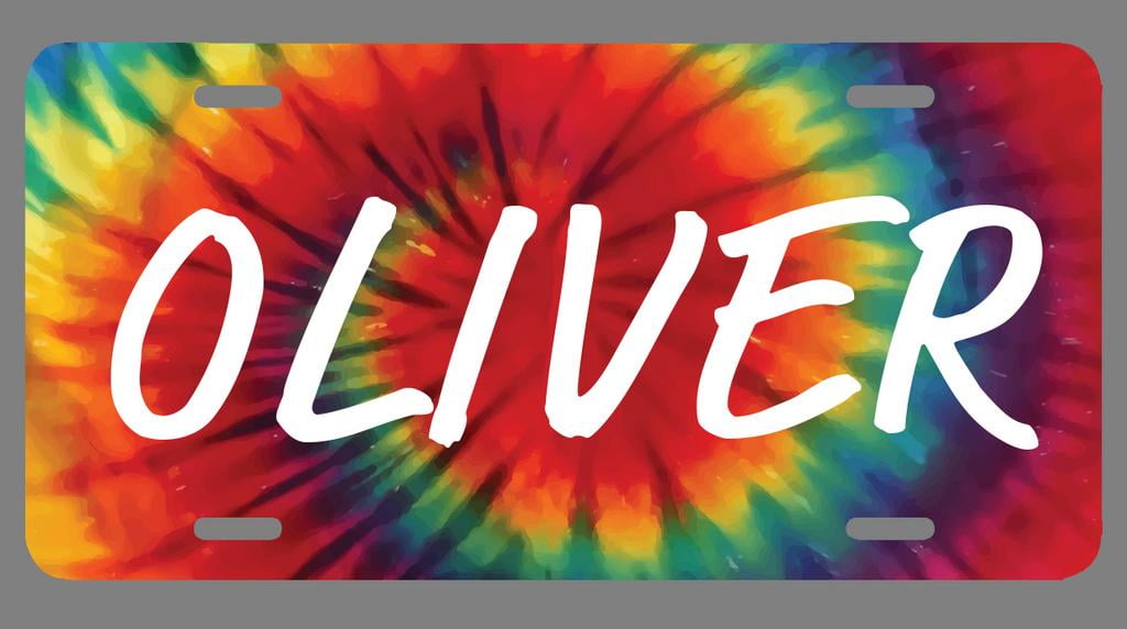 Oliver Name Tie Dye Style License Plate Tag Vanity Novelty Metal | UV ...