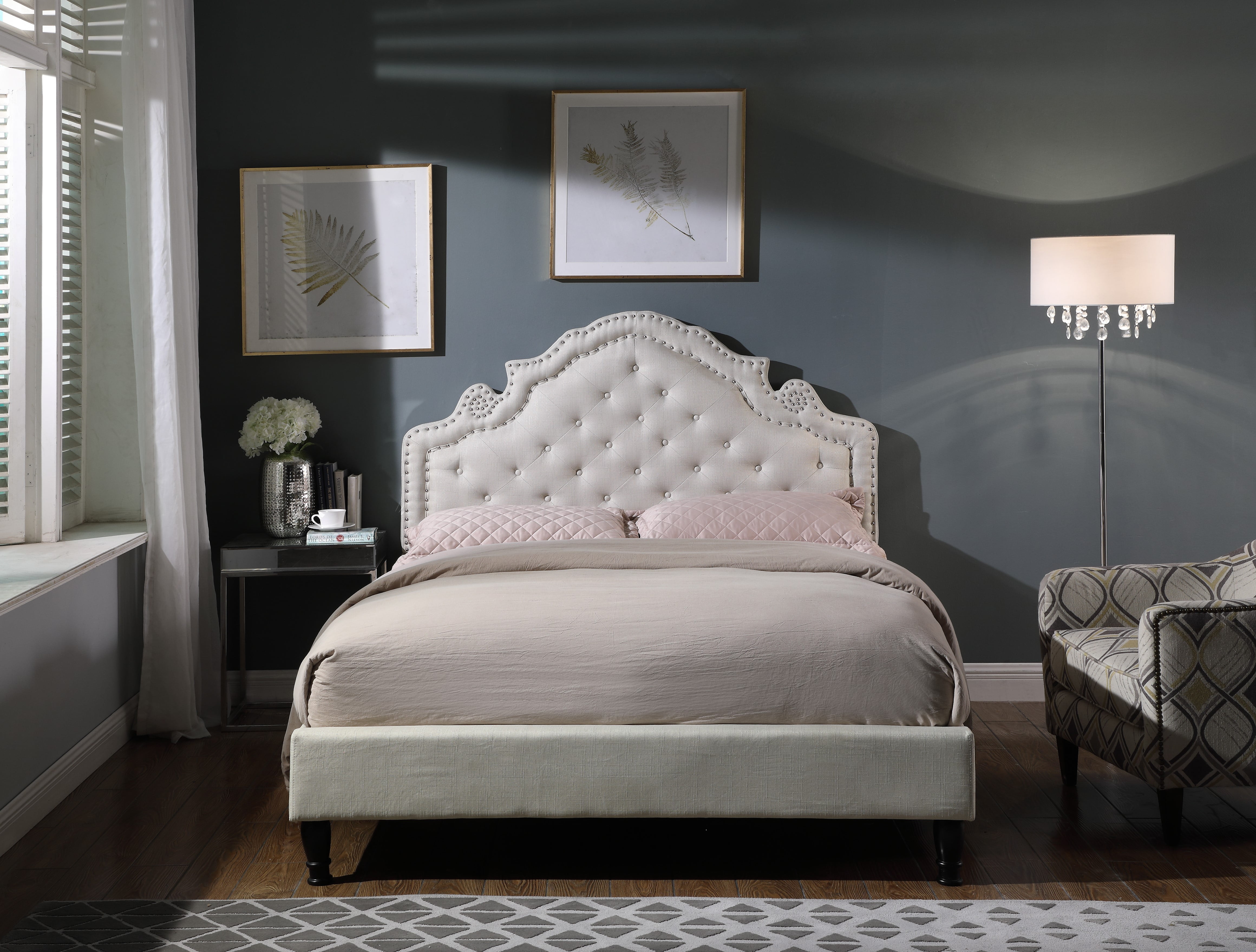 Oliver and Smith King Upholstered Platform Bed Frame 51 Inch Tall ...