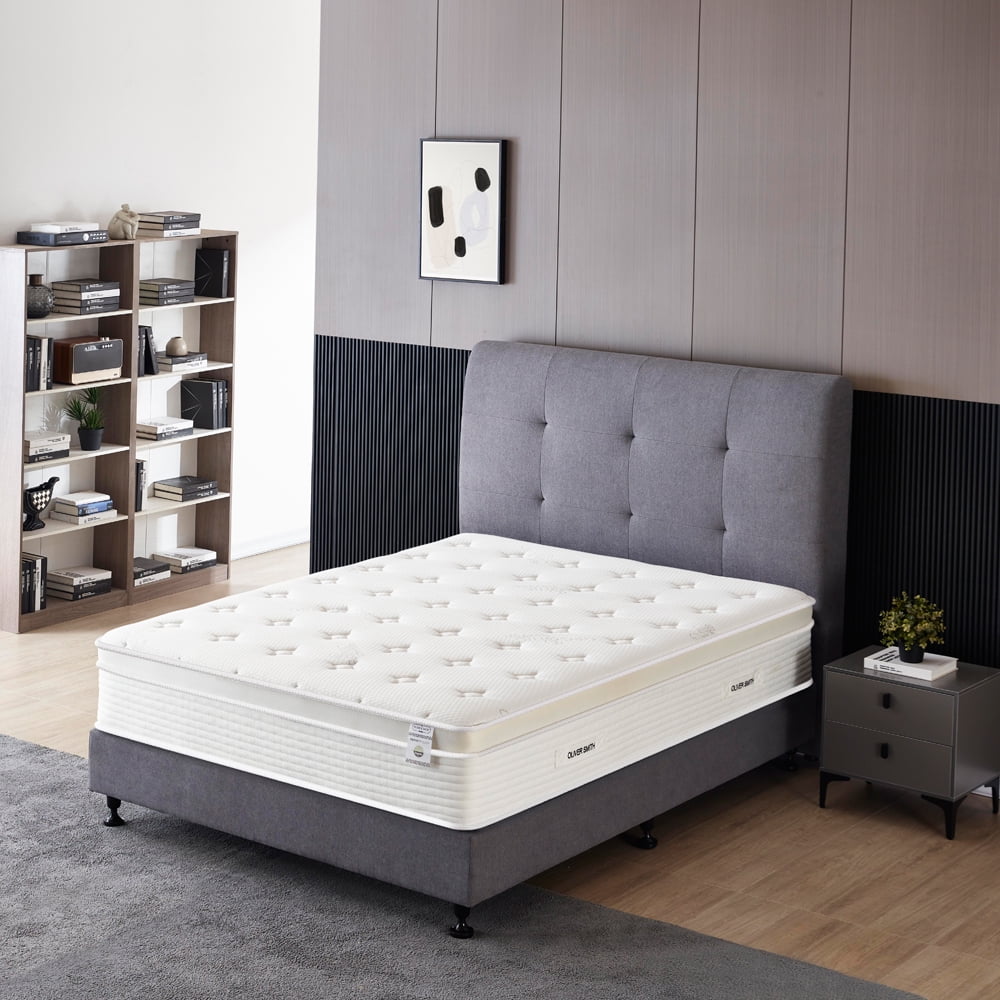 "Oliver Smith® Queen Organic Cotton 12"" Deluxe Sleep Plush Mattress w ...