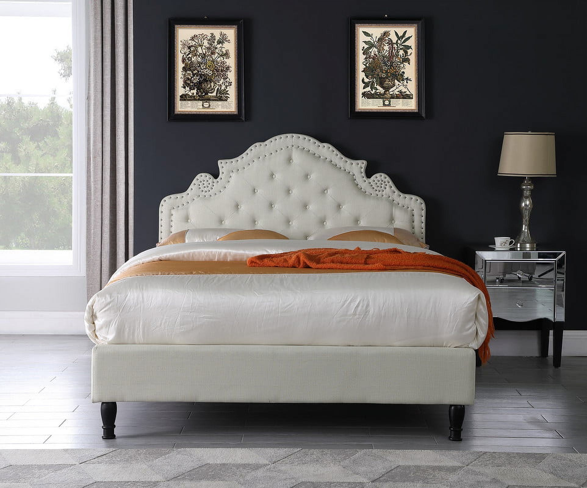 Oliver and Smith Queen Upholstered Platform Bed Frame 51 Inch Tall ...