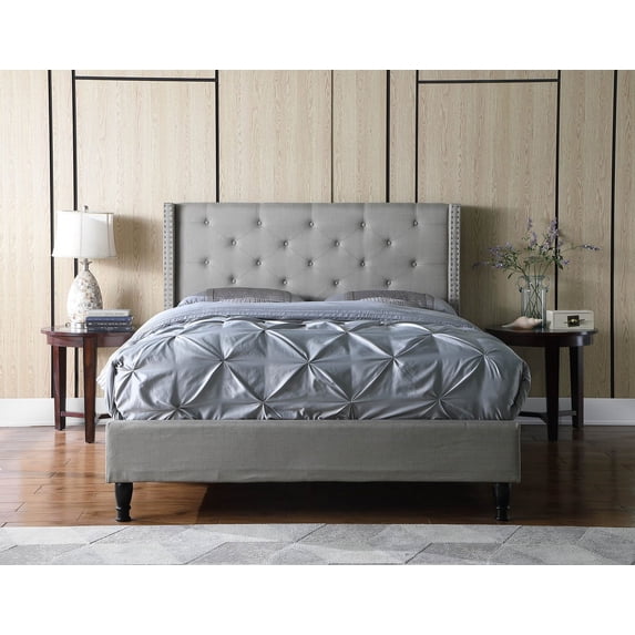 Oliver and Smith Queen Upholstered Platform Bed Frame Grey - 51 Inch ...