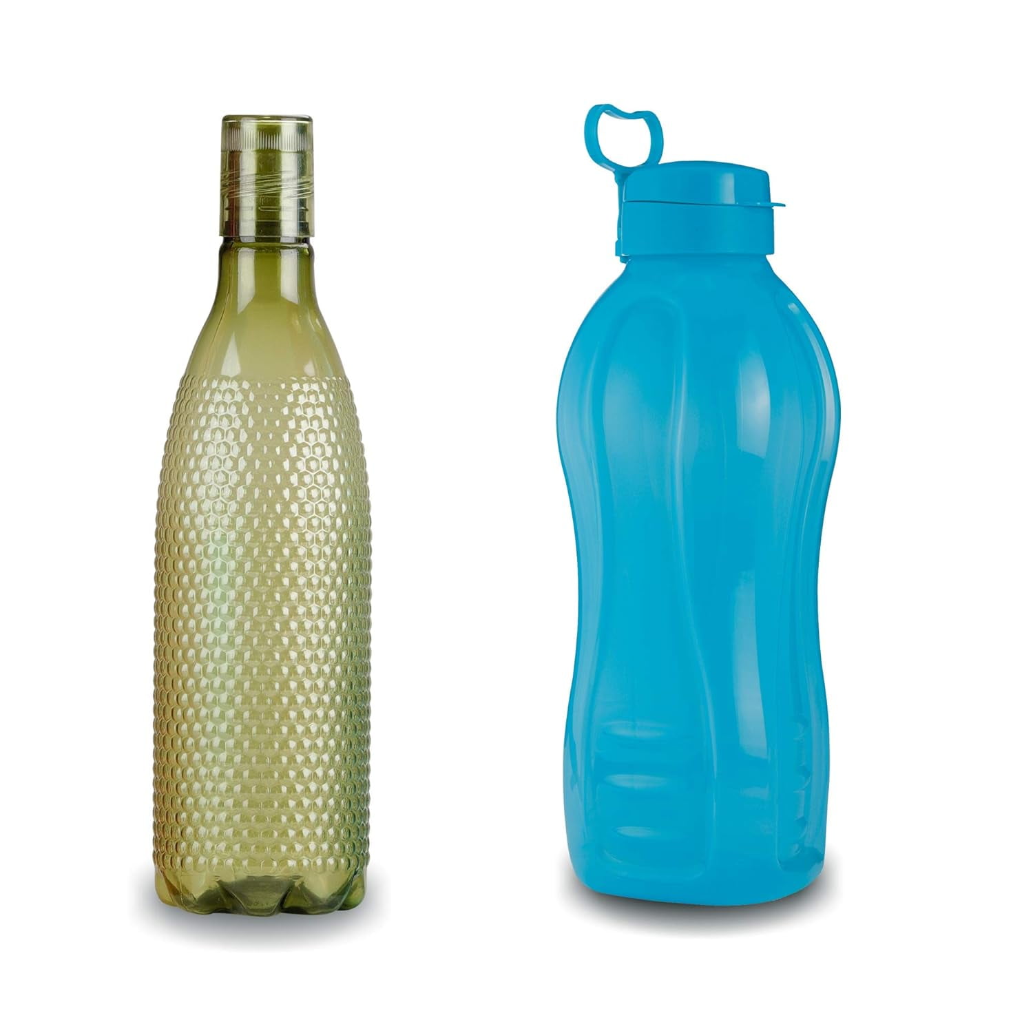 Oliveware Premium Plastic Water Bottle, 1000ML, 2L, Set of 2, Green And ...