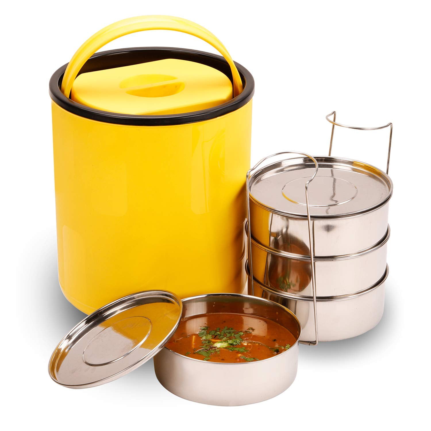 Oliveware - Royal Yellow Stainless Steel Lunch Box - 4 Containers Set ...