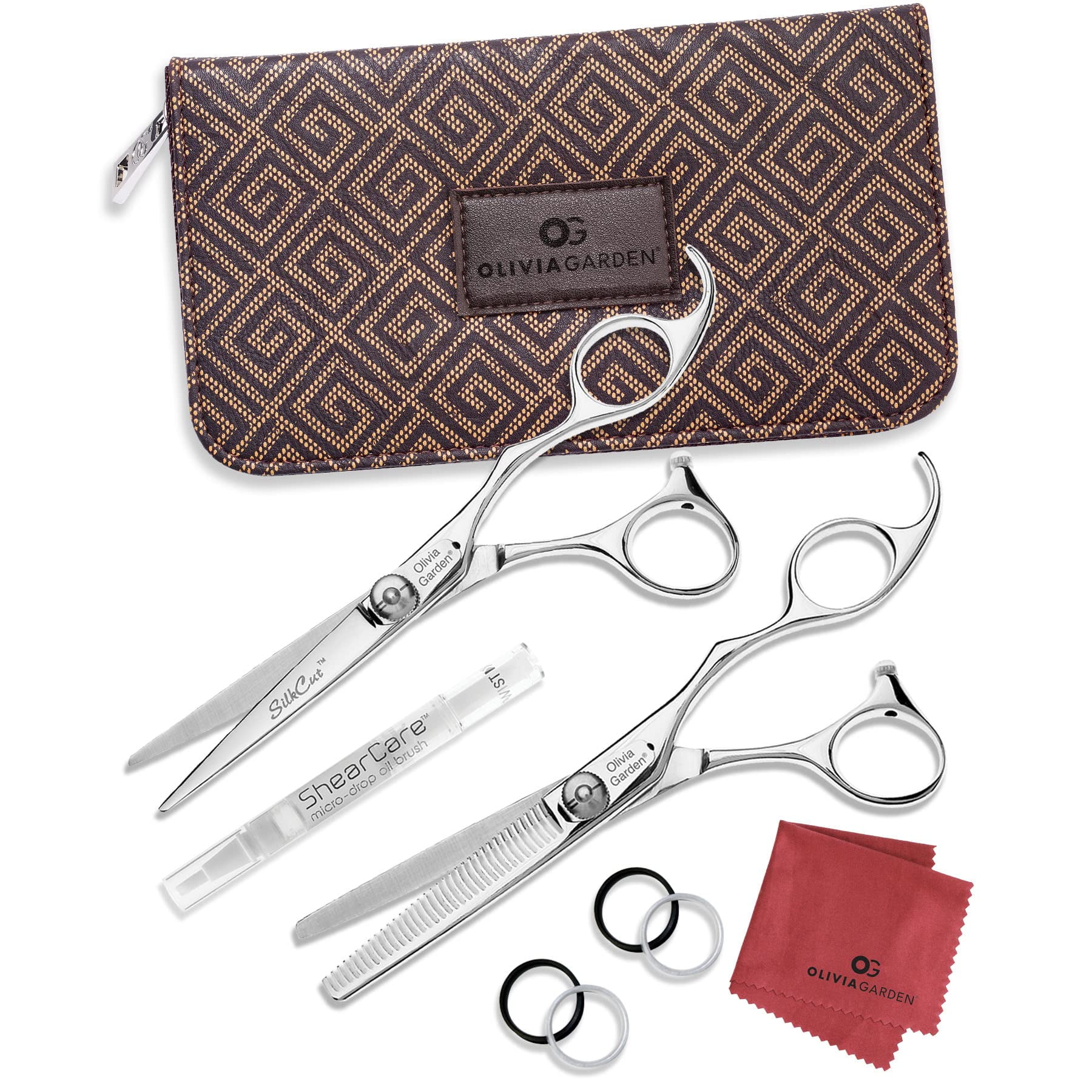 Olivia Garden SilkCut Hairdressing Shear & Thinner Case, 5.75" + 6 ...